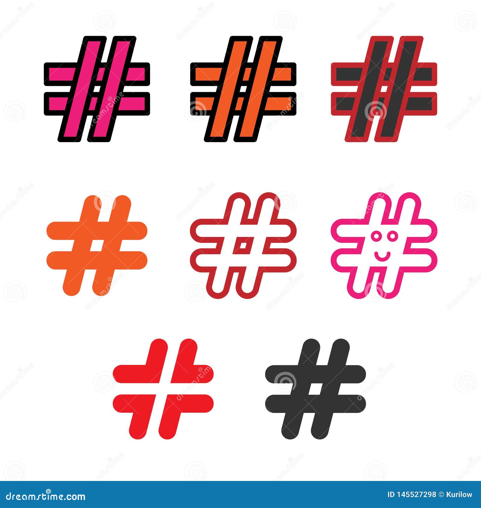 Hashtag Icons Set. Hash Tag Pictograms Stock Vector - Illustration of ...