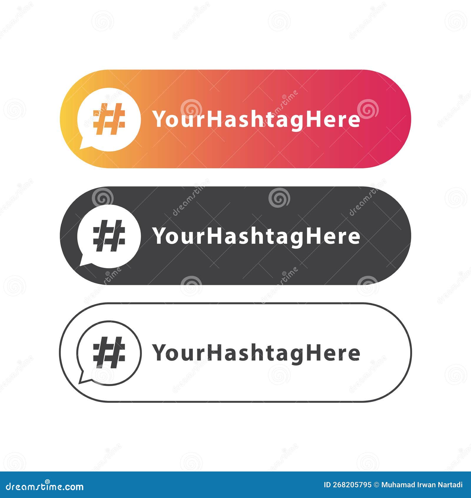 Hashtag Label, Message Bubbles with Place for Your Text. Vector Logo ...