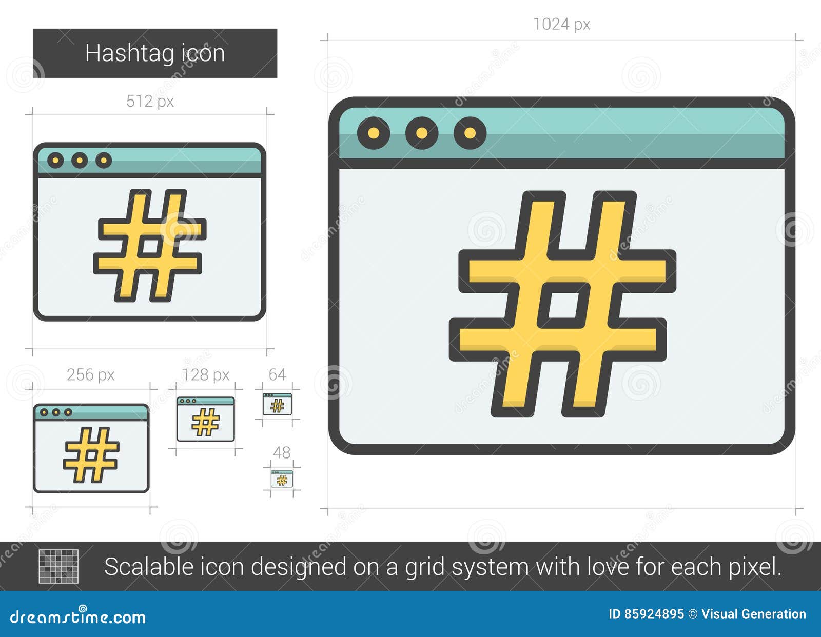 Hashtag line icon. stock vector. Illustration of blog - 85924895