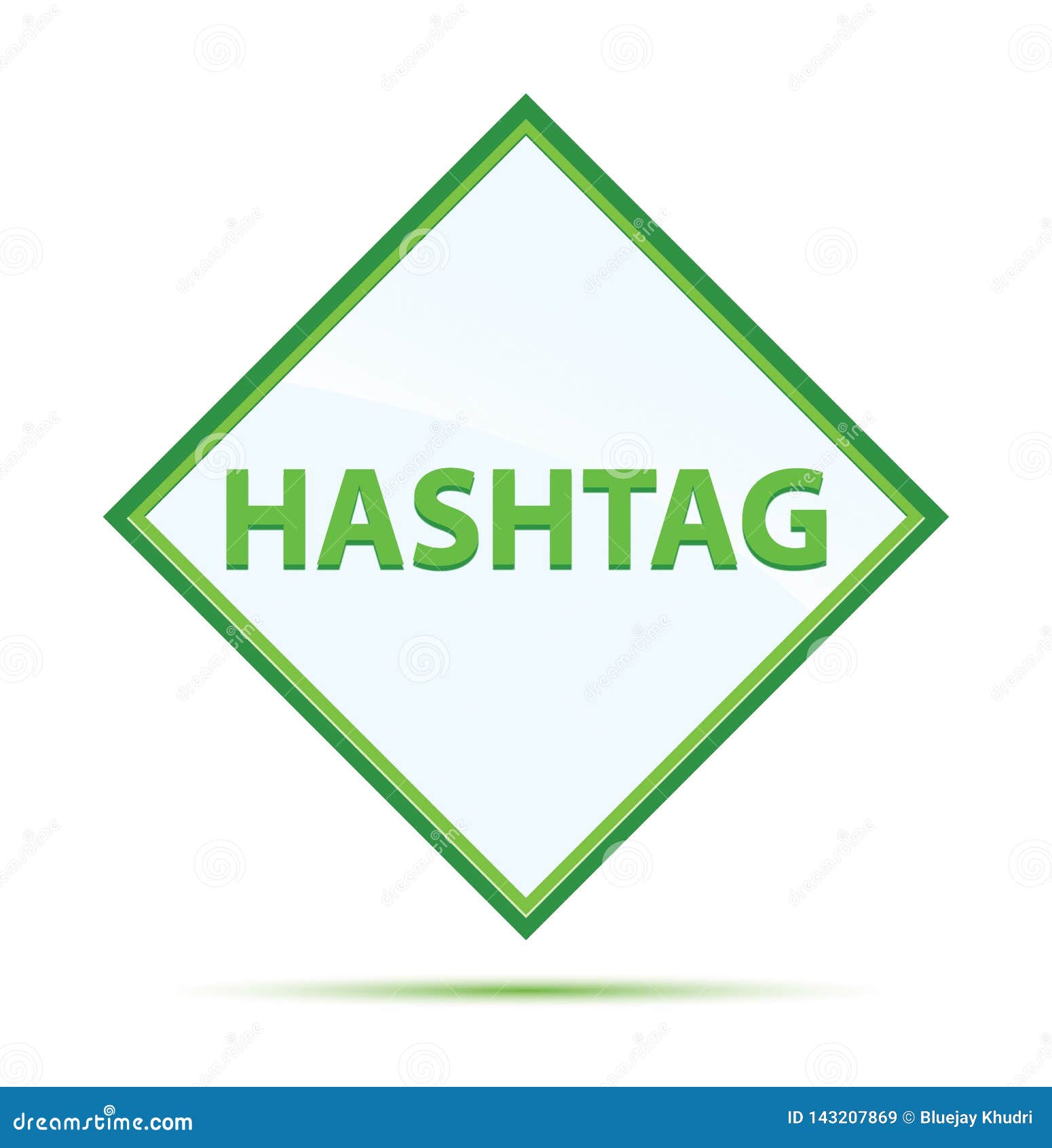 Hashtag Modern Abstract Green Diamond Button Stock Illustration ...