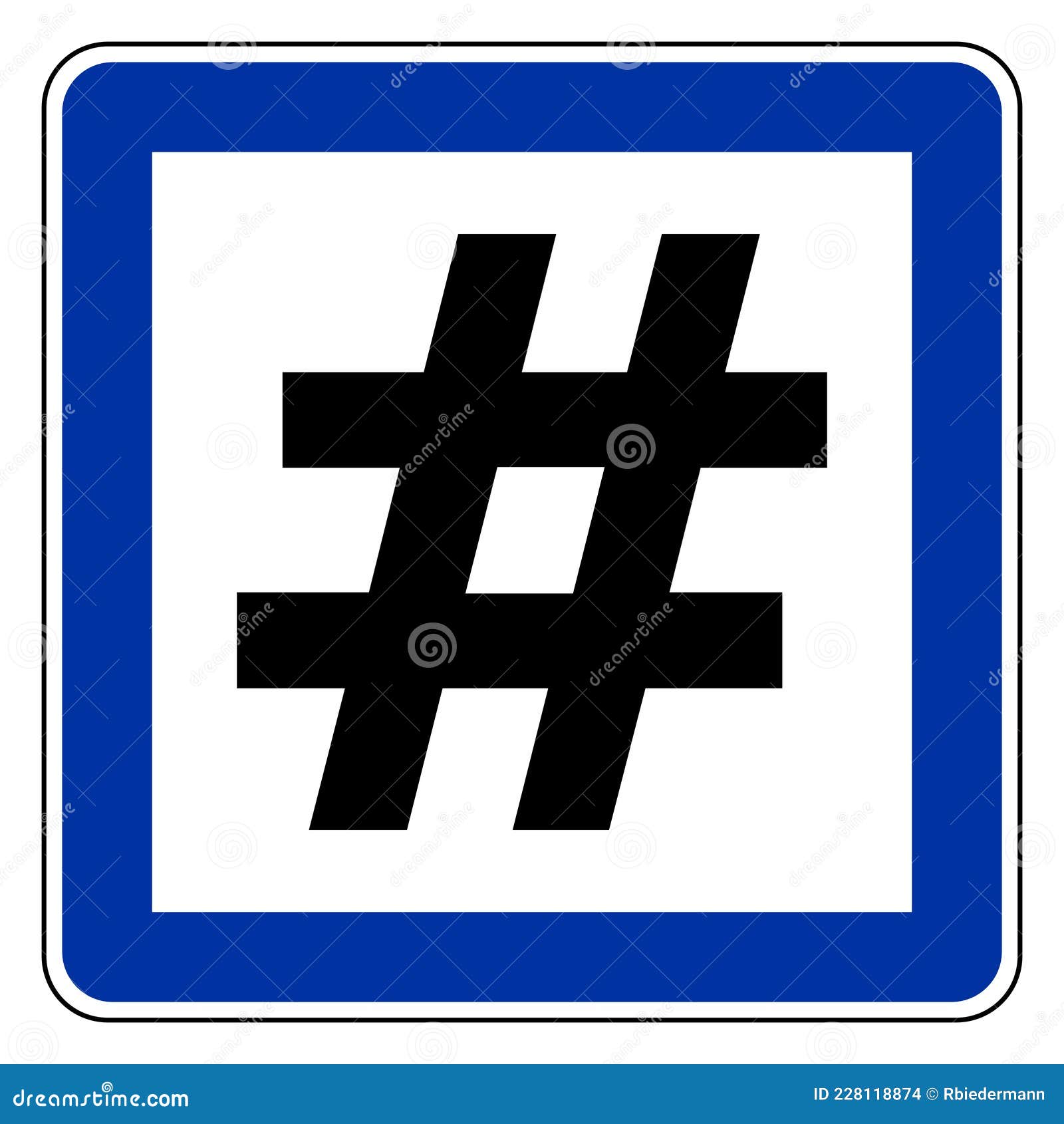 Hashtag and road sign stock vector. Illustration of symbol - 228118874
