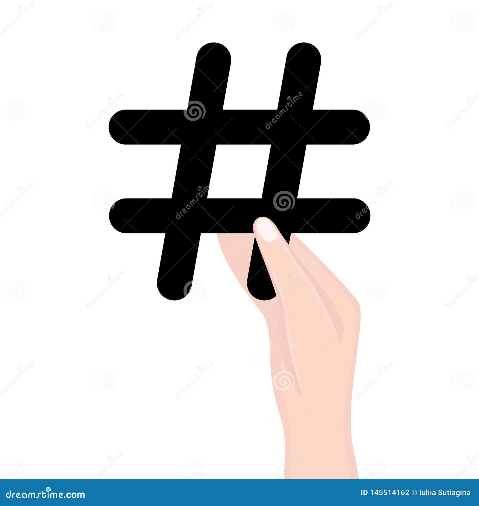 Hashtag Sign. Hand Holding Sign Black Hashtag Stock Illustration ...