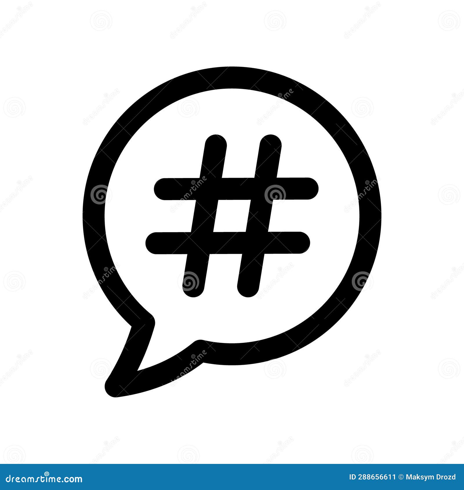 Hashtag in Speech Bubble Icon. Hashtag Sign Symbol, Simple Pictogram ...