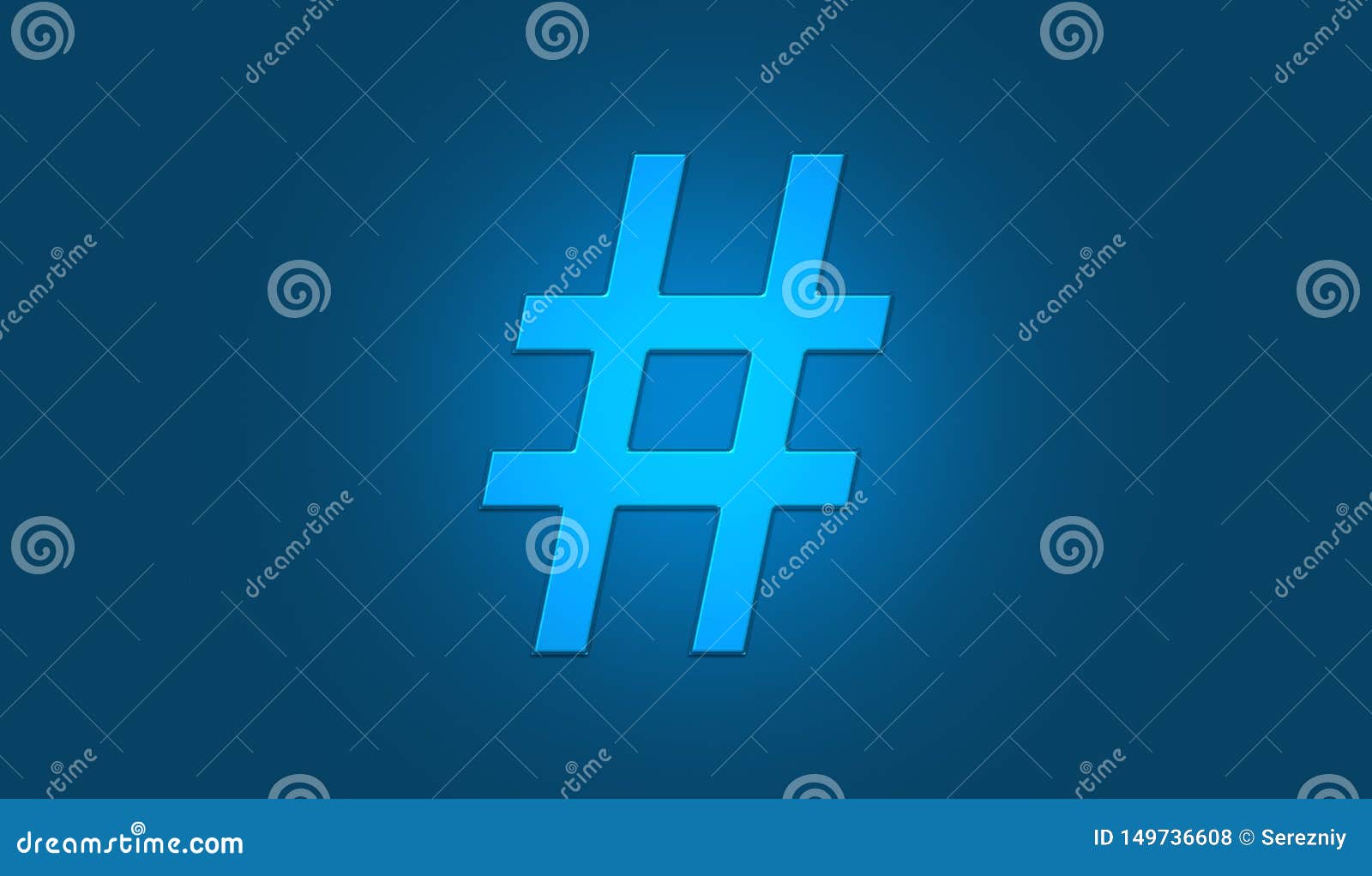 Hashtag Symbol on Blue Background Stock Photo - Image of network ...