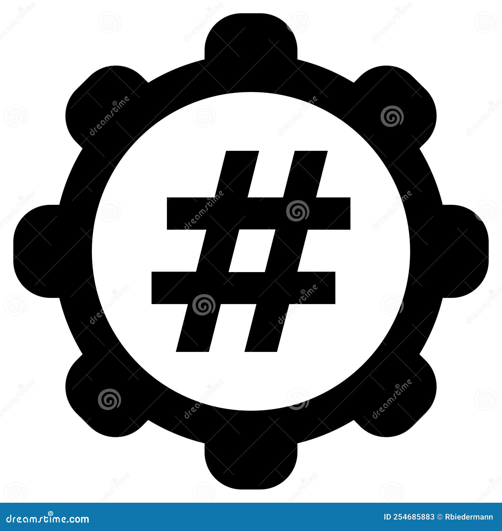 Hashtag and wheel stock vector. Illustration of settings - 254685883