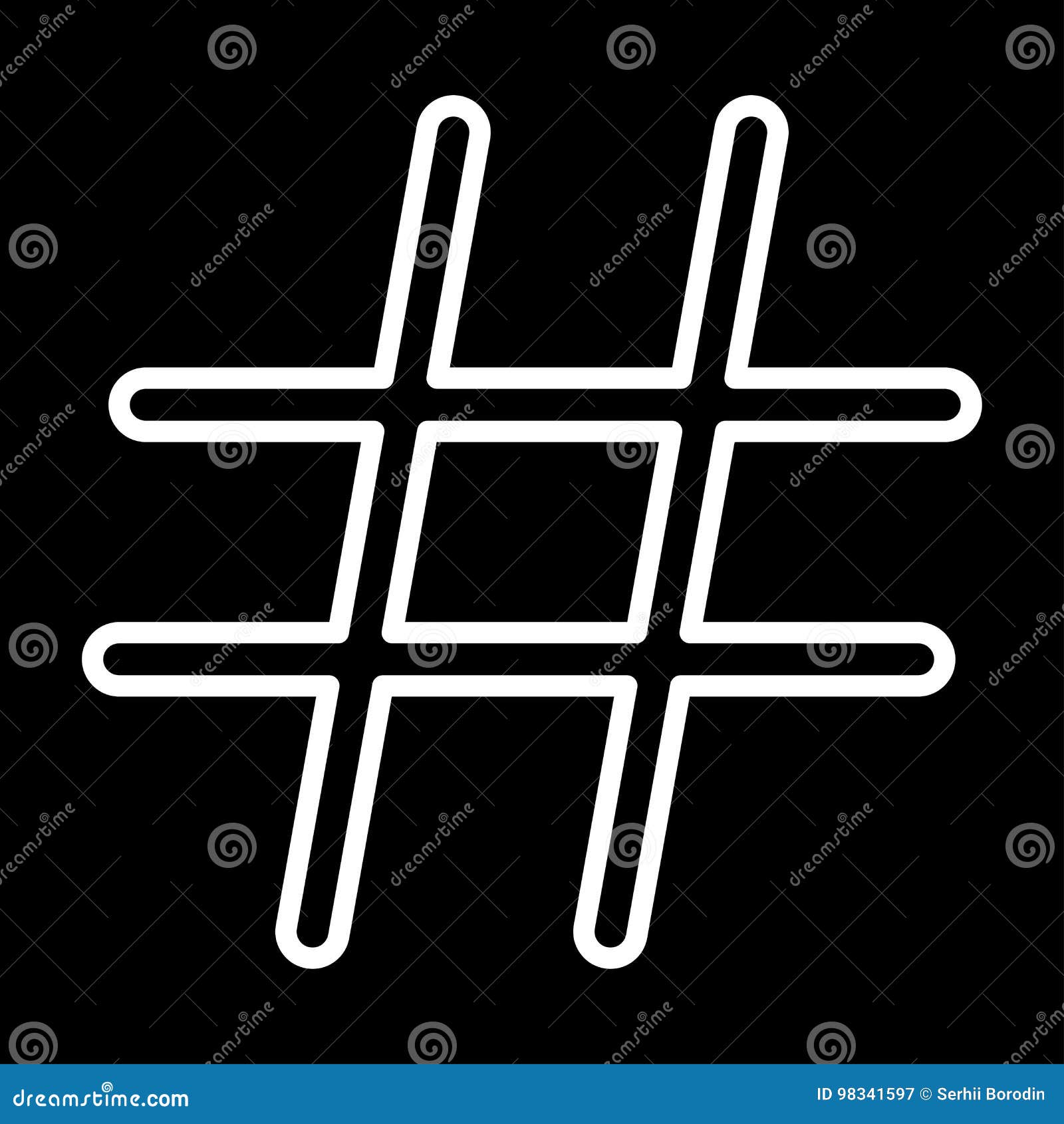 Hashtag white color icon . stock vector. Illustration of shadow - 98341597