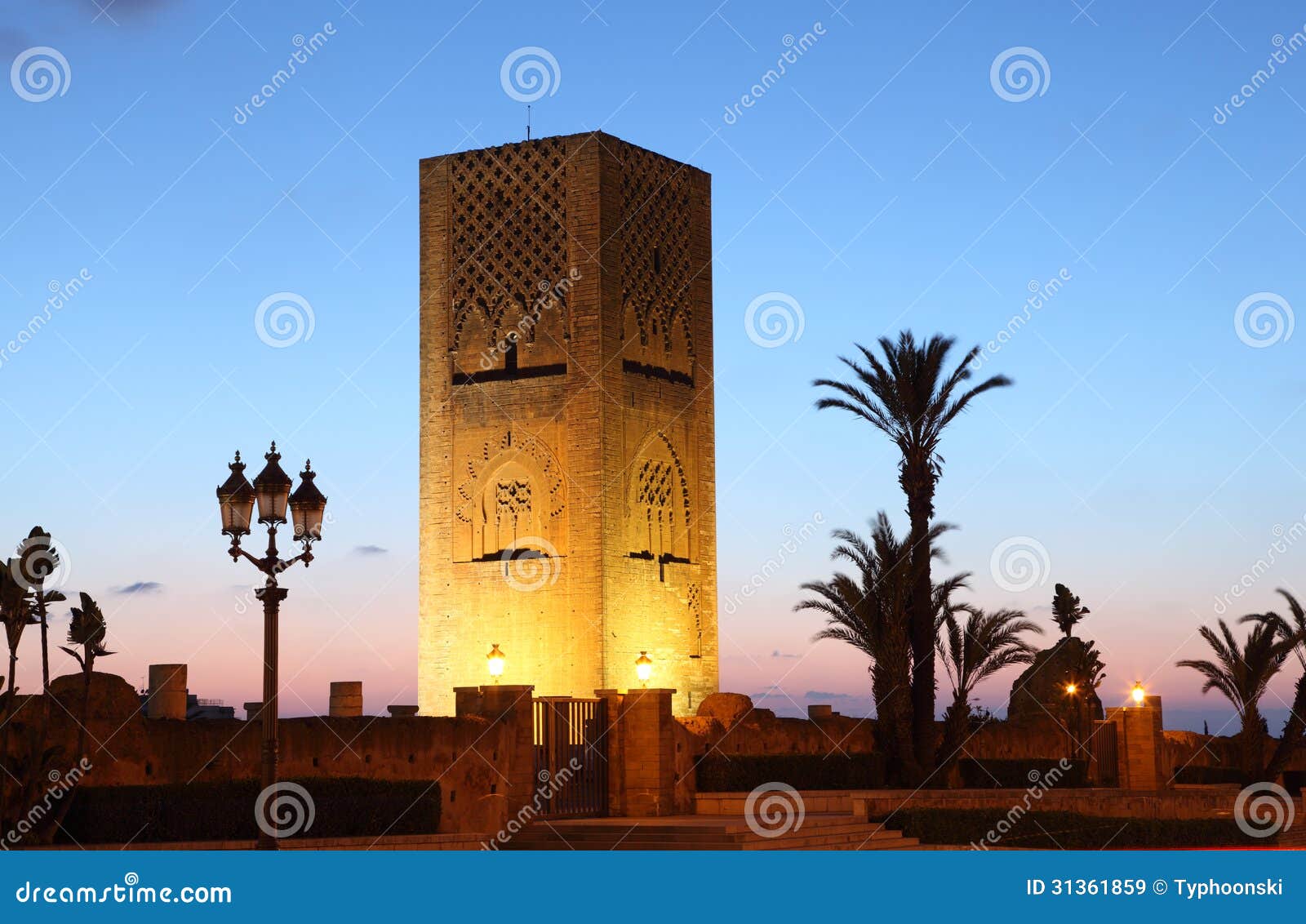 Hassan Tower at Night. Rabat, Morocco Stock Image - Image of oriental ...