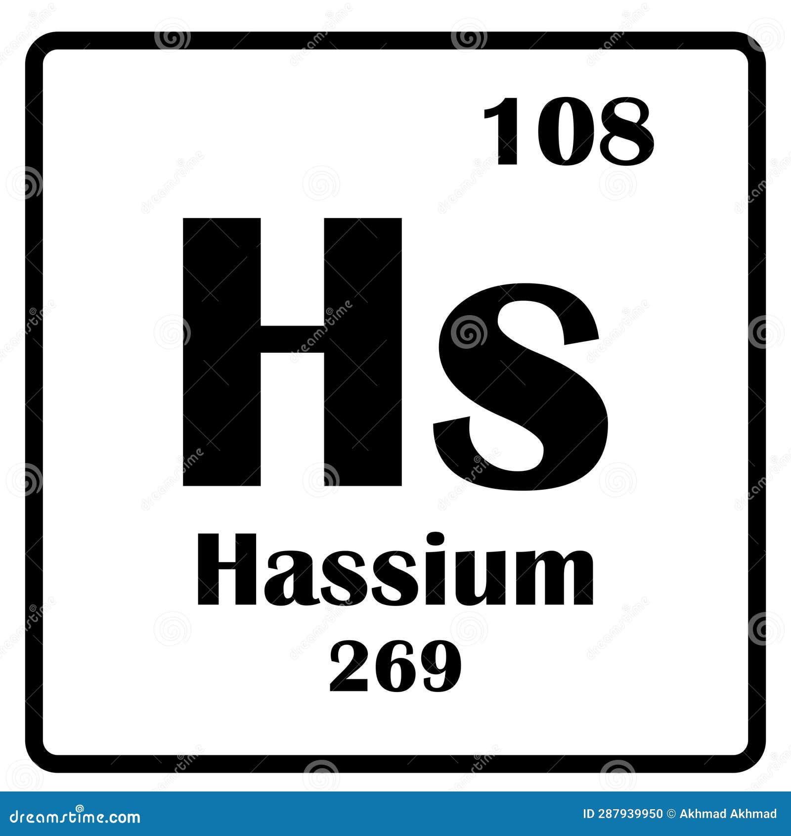 Hassium Hs, Element Symbol From Periodic Table Series Royalty-Free ...