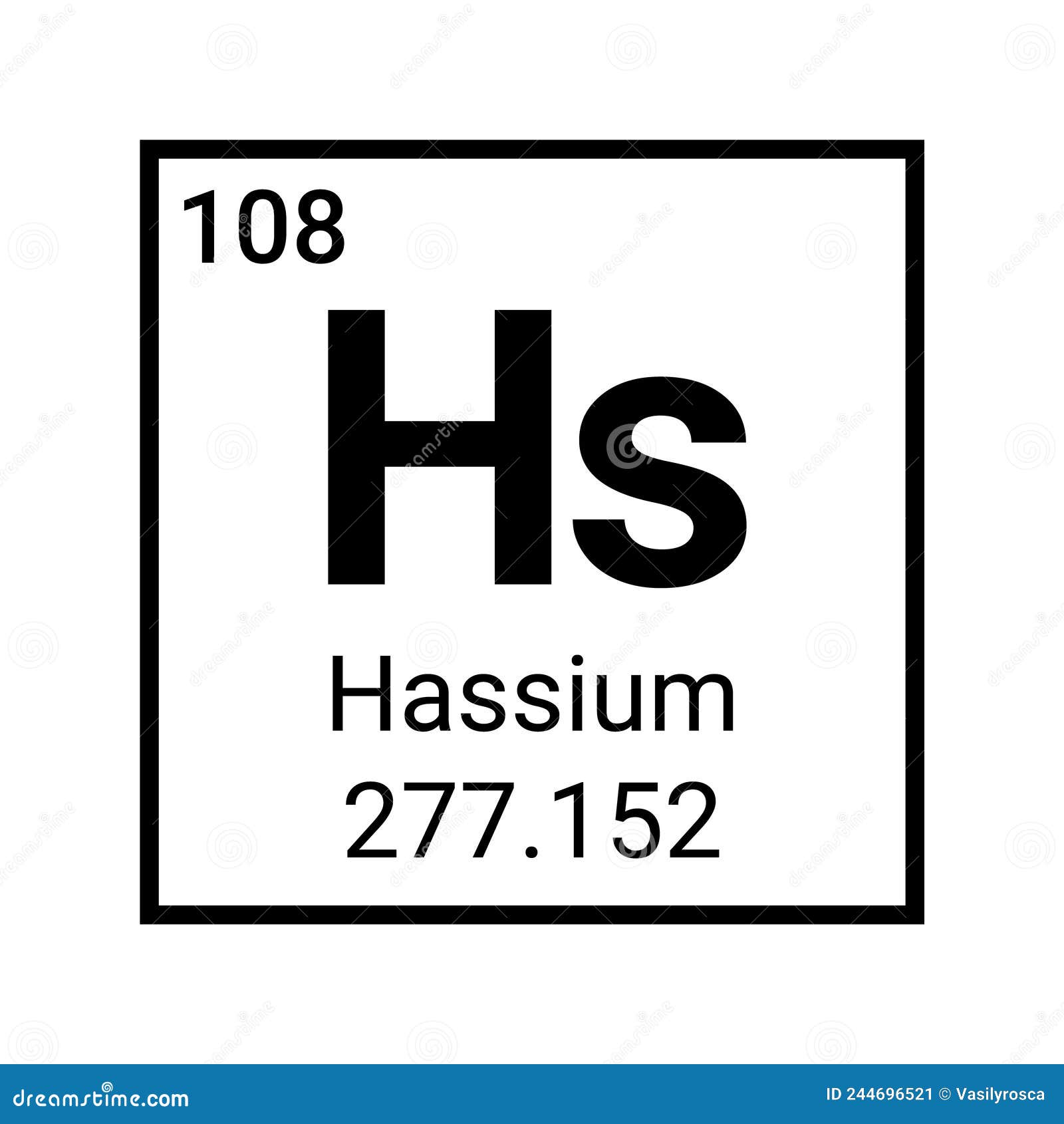 Hassium Periodic Table Chemical Element. Mendeleev Table Hassium Atom ...
