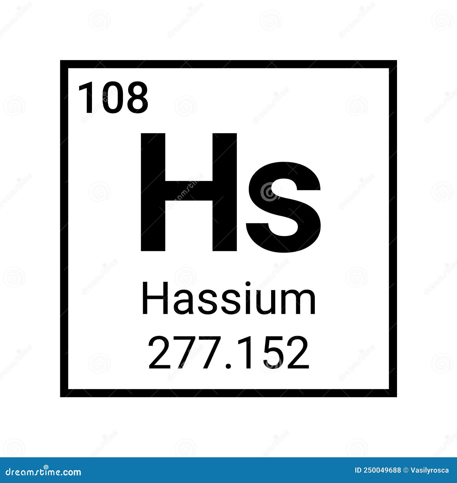 Hassium Periodic Table Chemical Element. Mendeleev Table Hassium Atom ...