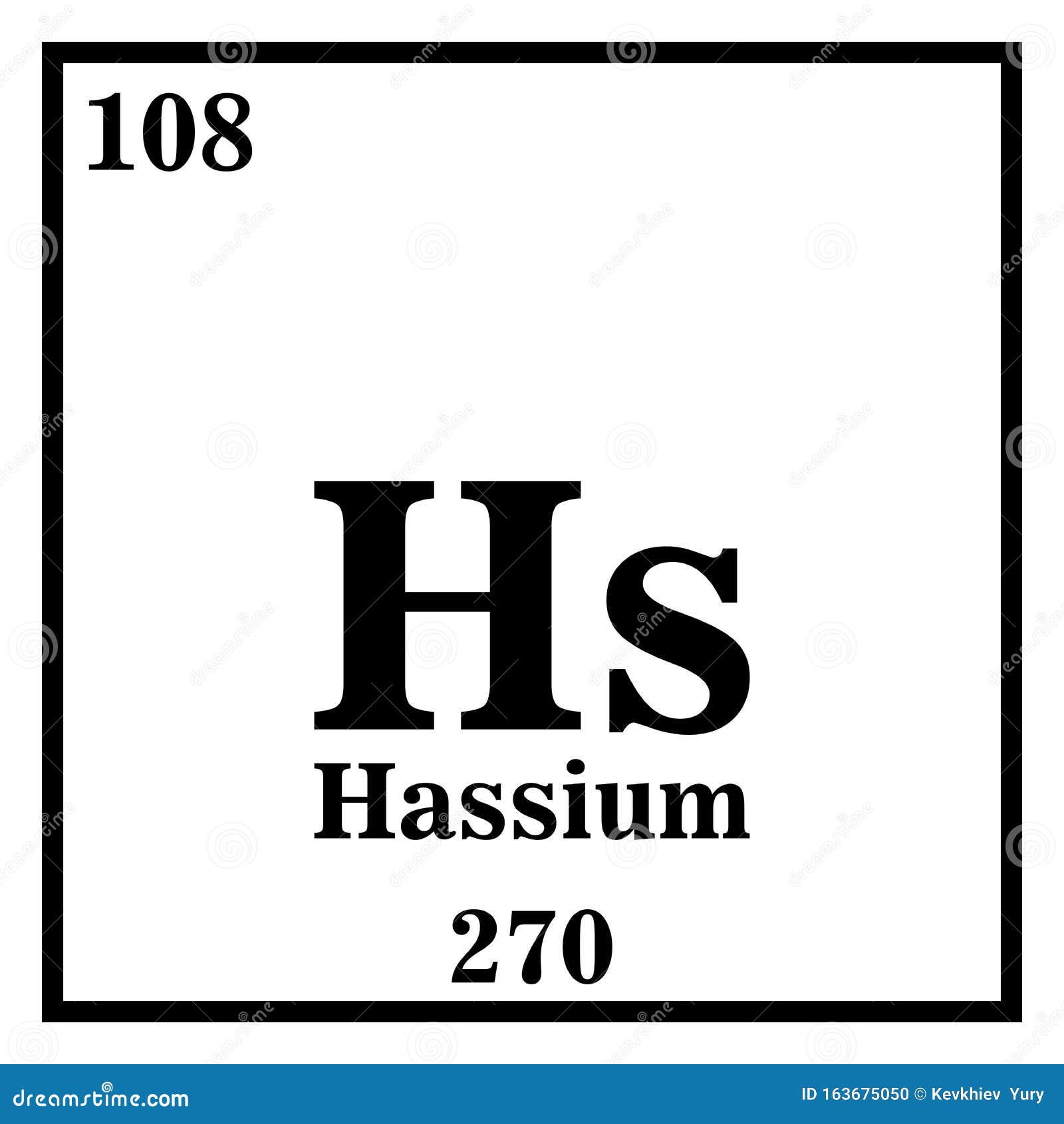 Hassium Periodic Table of the Elements Vector Illustration Eps 10 Stock ...