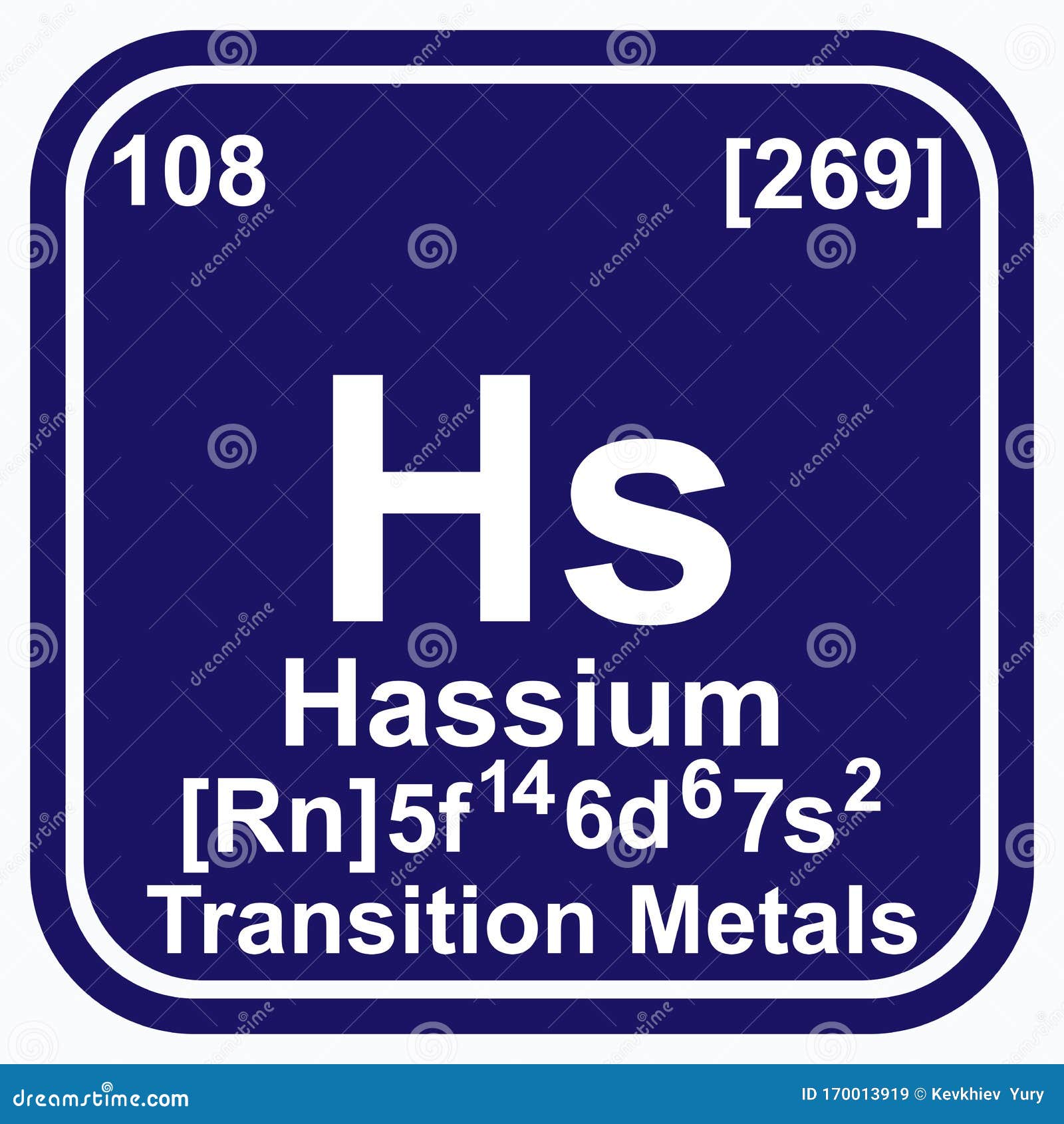 Hassium Periodic Table Chemical Element. Mendeleev Table Hassium Atom ...