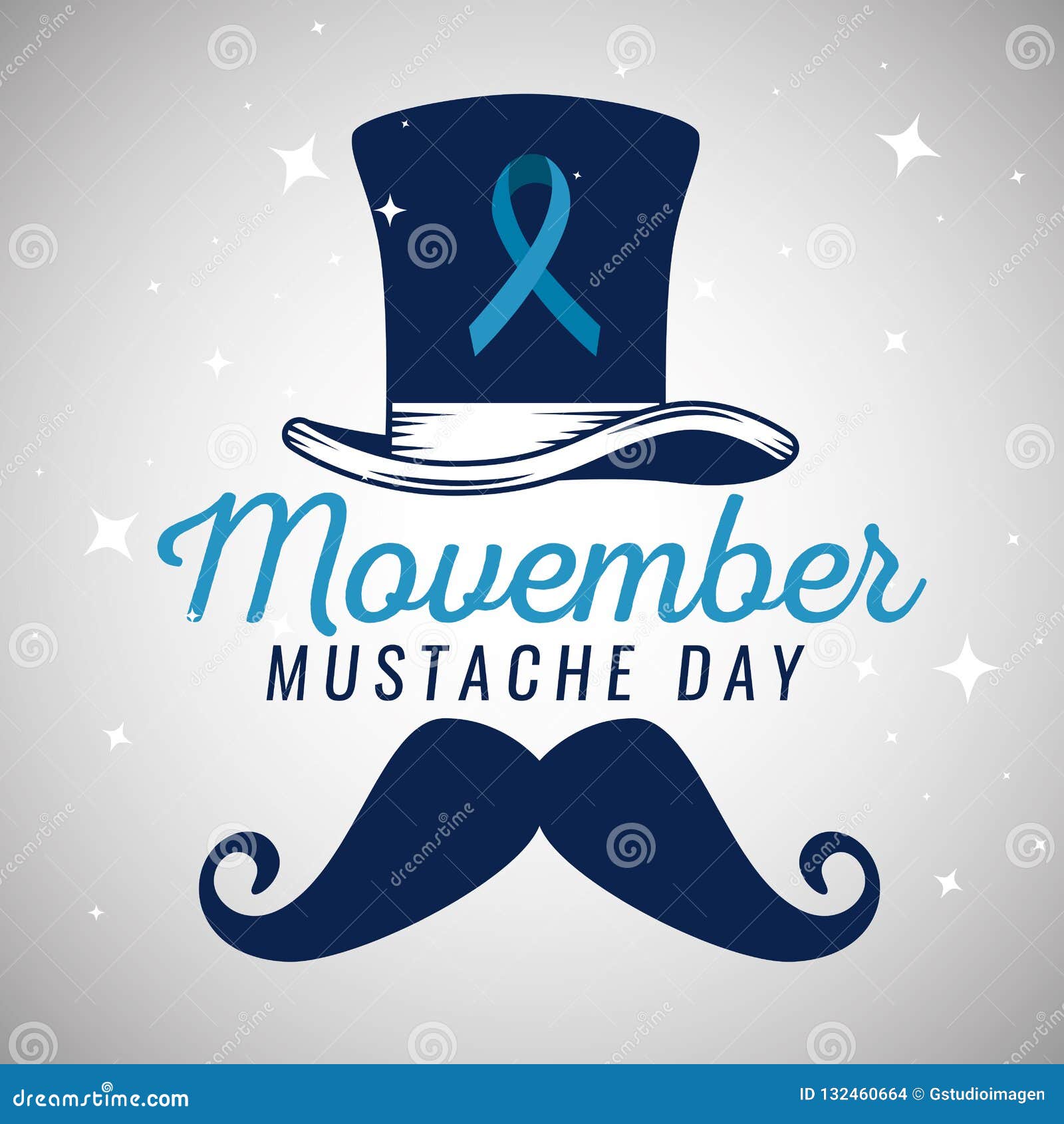 Hat with Blue Ribbon and Male Mustache Stock Vector - Illustration of ...