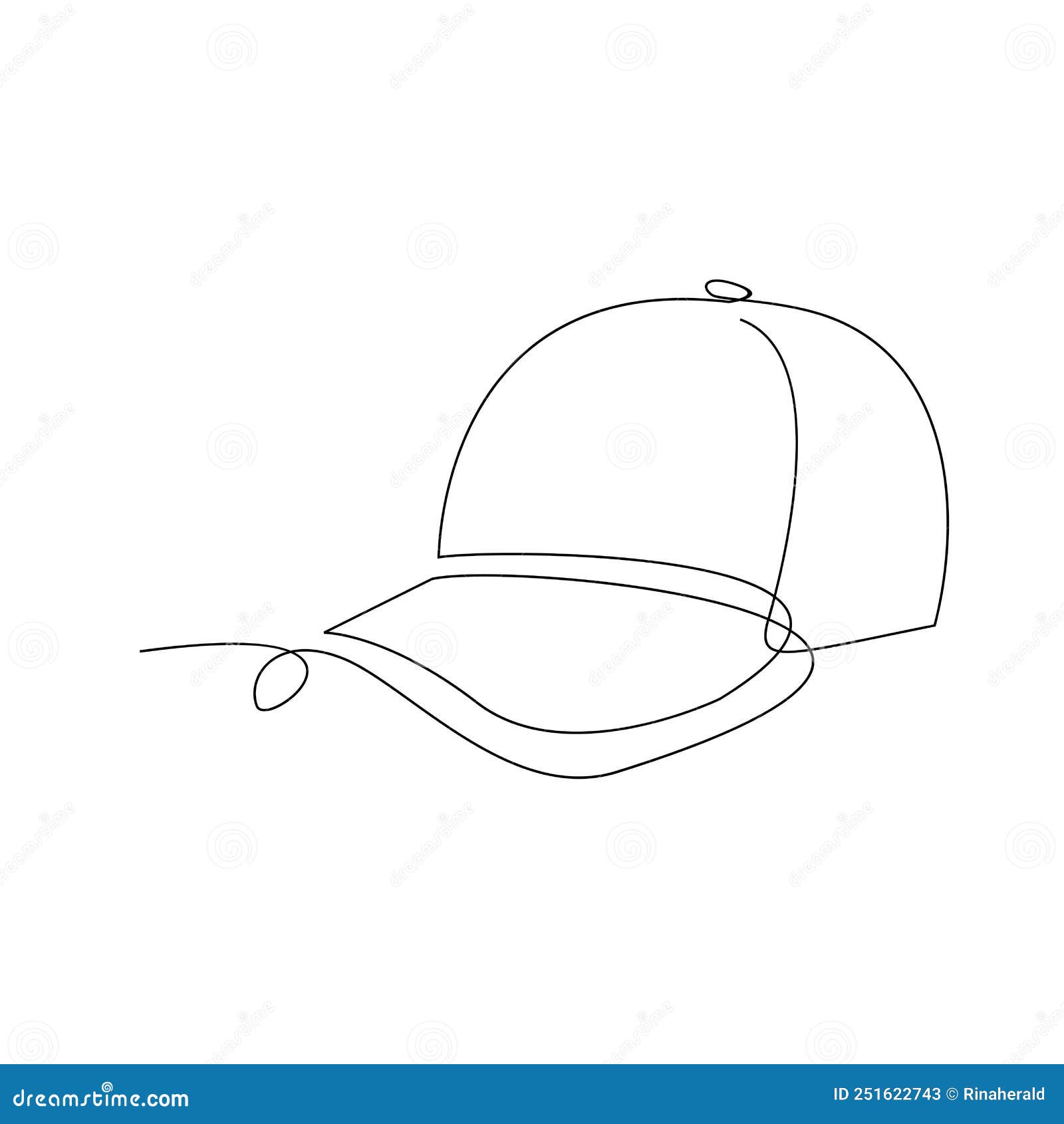 Hat Cap One Line Drawing Isolated on White Background Stock ...
