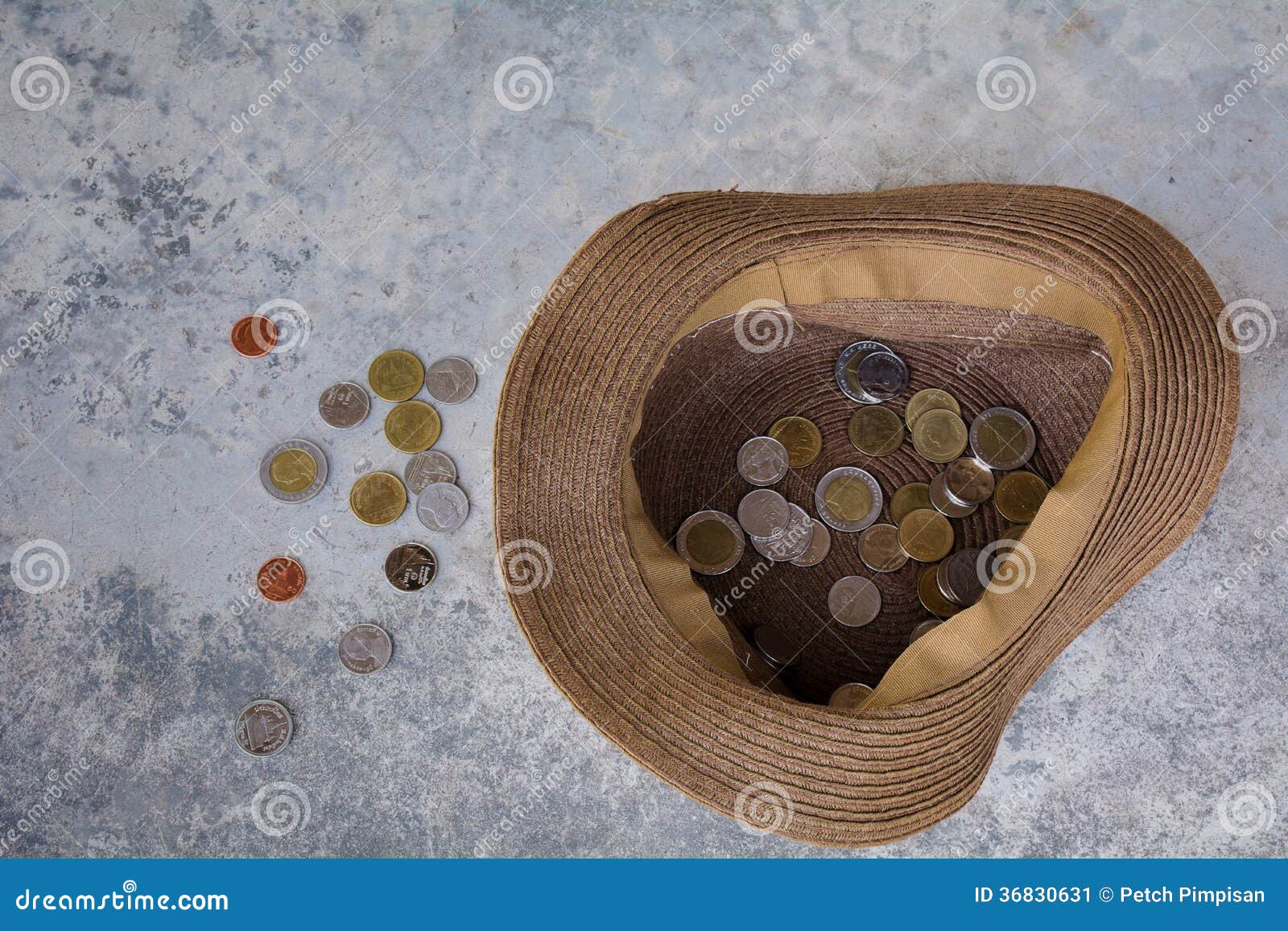 Hat and coins stock image. Image of round, largess, money - 36830631
