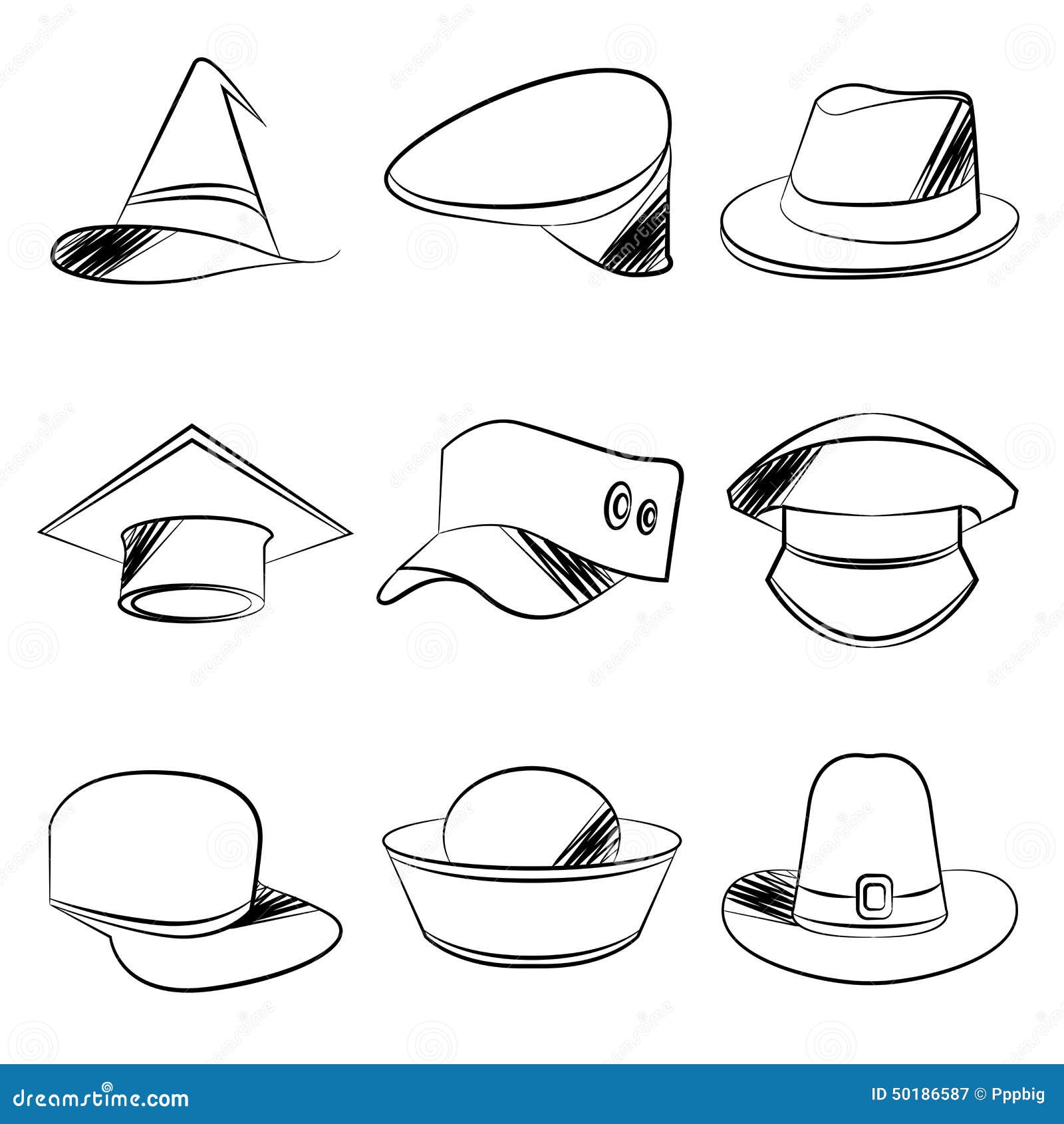 Hat collection stock illustration. Illustration of dressing - 50186587