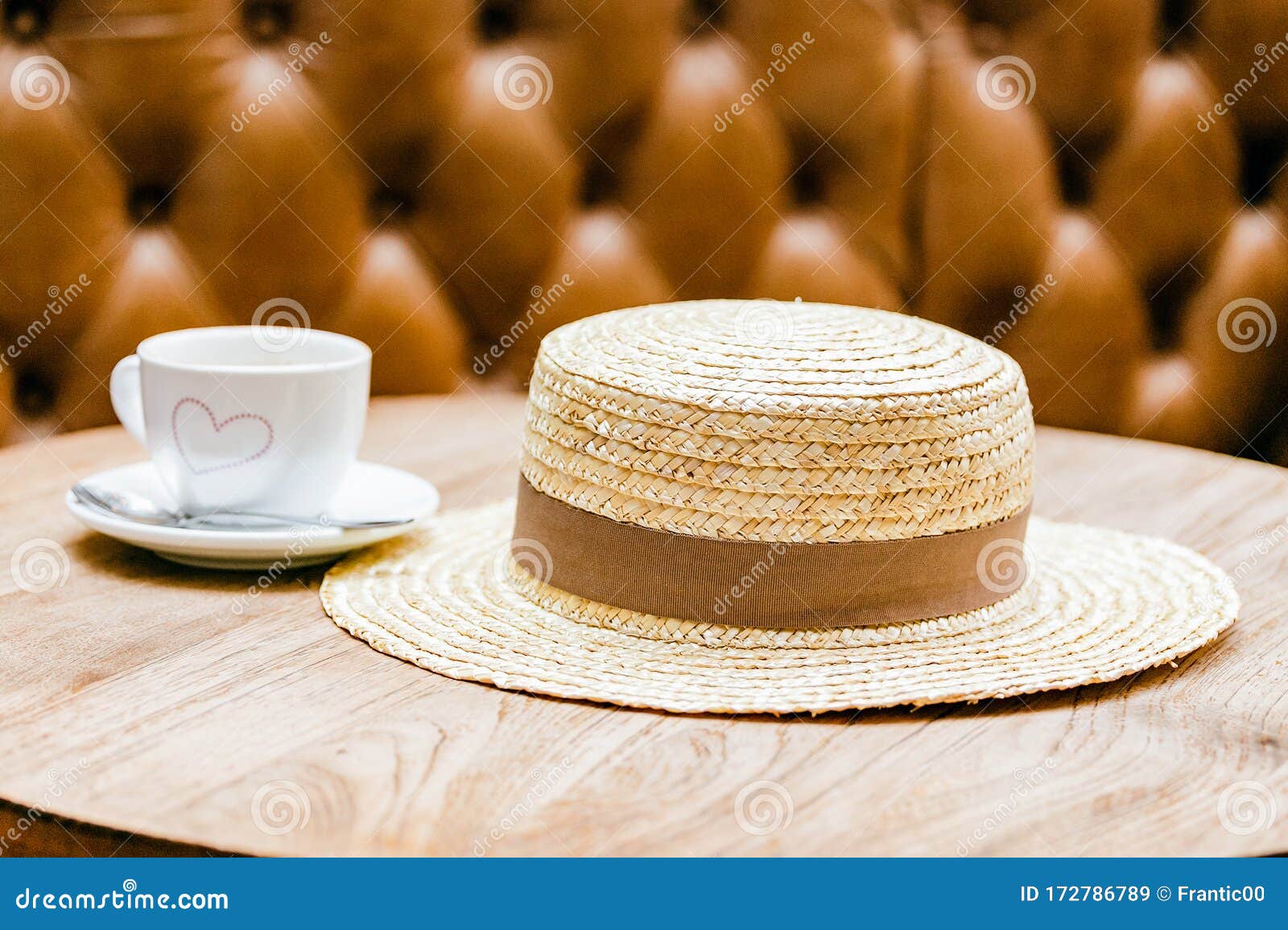 Hat with Cup of Coffee on a Table Stock Image - Image of concept, book ...