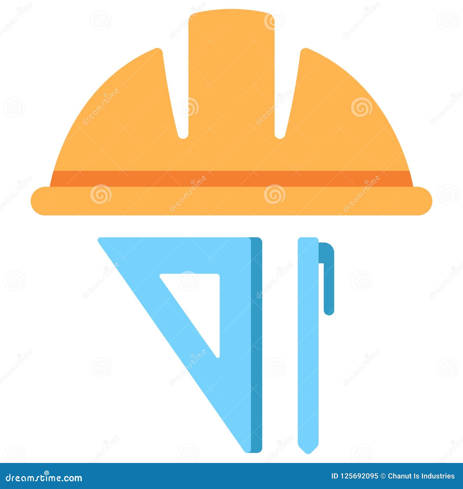 Hat Engineer Flat Icon stock vector. Illustration of helmet - 125692095