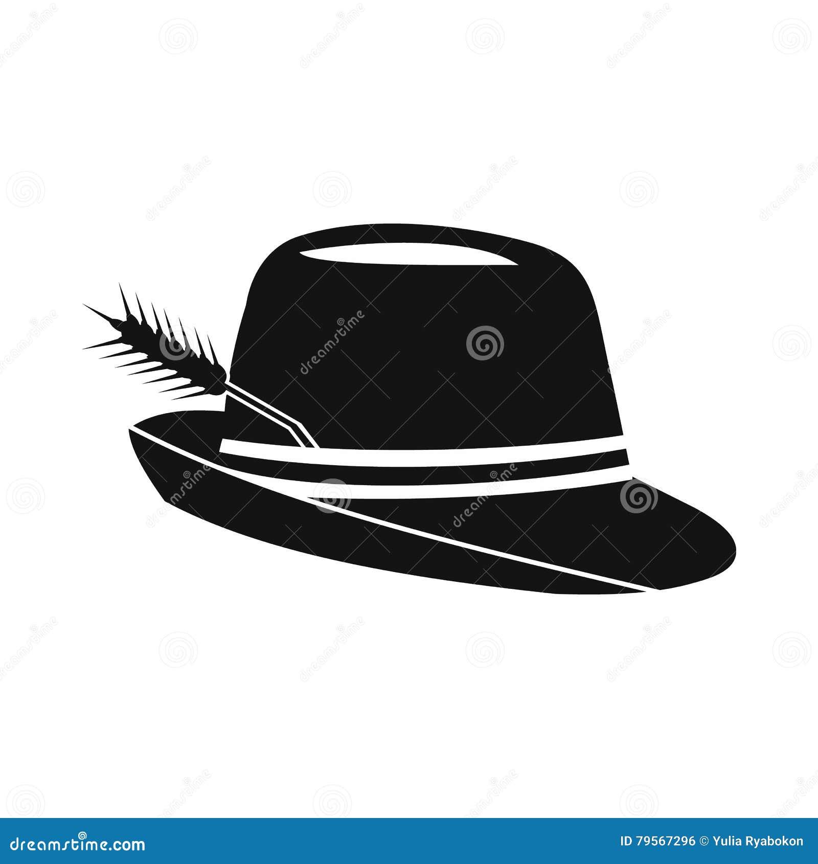 Hat with a Feather Icon, Simple Style Stock Vector - Illustration of ...