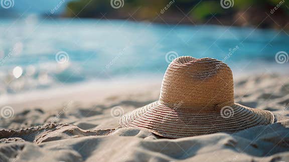 A Hat Flew Away Onto the Sand Stock Photo - Image of holiday, vacation ...
