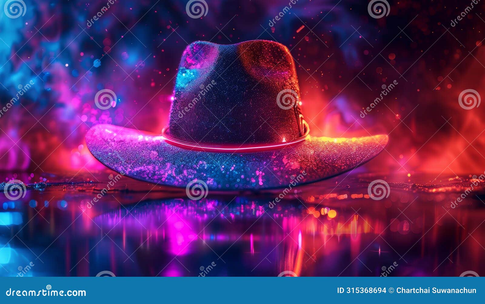 A Hat is Floating in a Pool of Water with a Colorful Background by AI ...