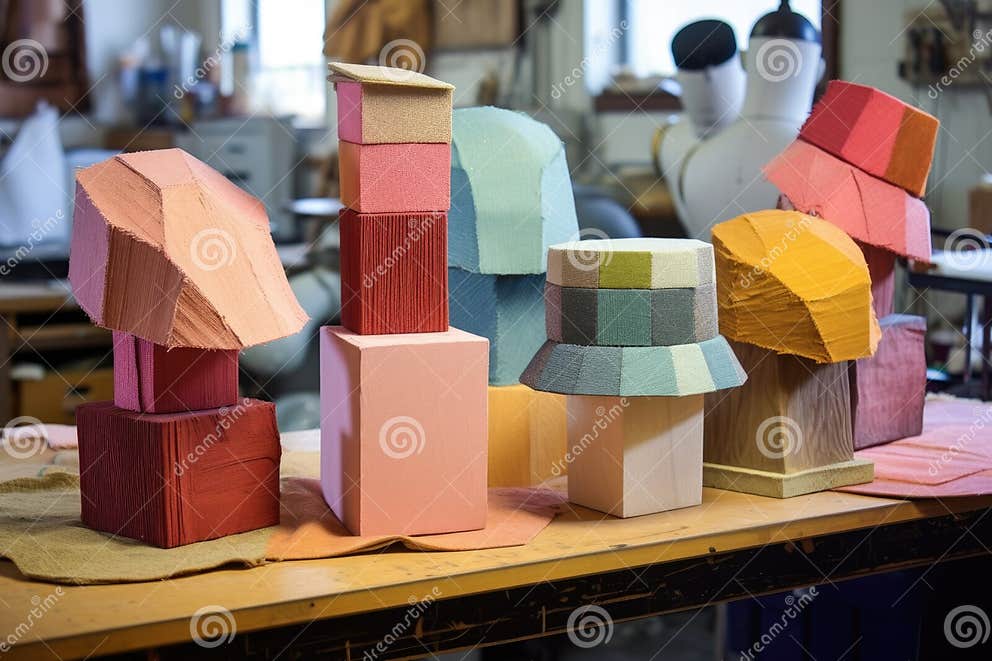 Hat Forms and Blocks in Various Stages of Completion Stock Illustration ...