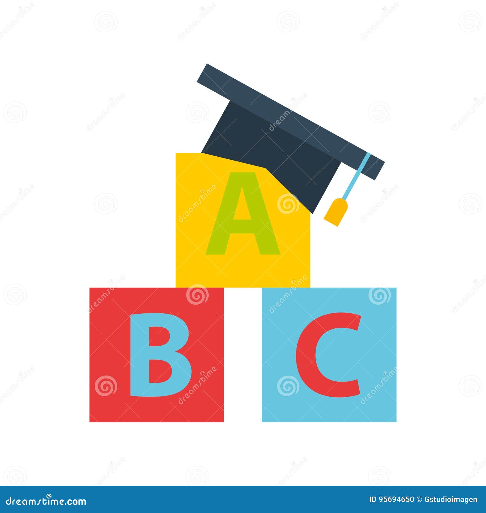 Hat Graduation with Alphabet Blocks Stock Vector - Illustration of ...