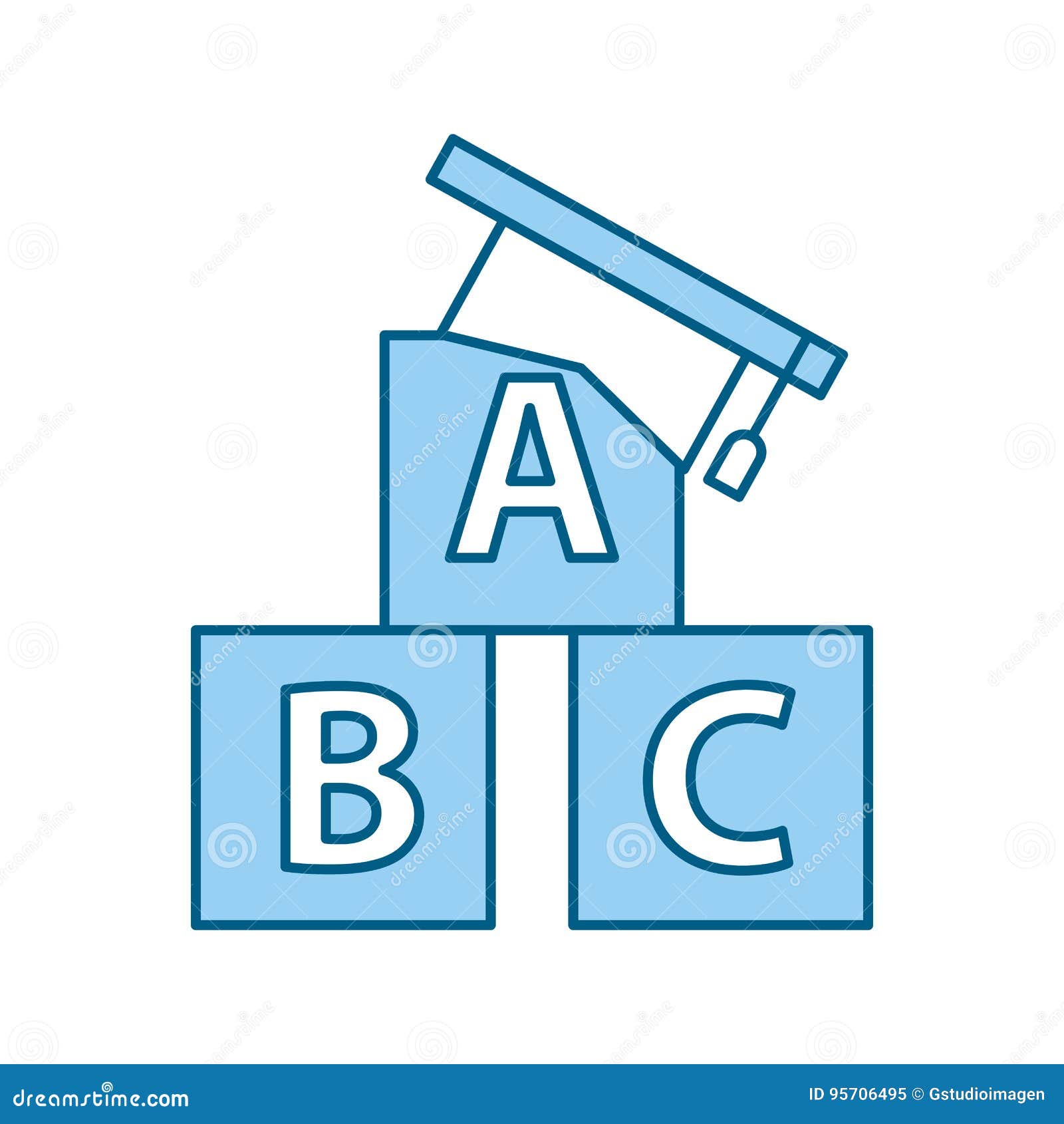 Hat Graduation with Alphabet Blocks Stock Vector - Illustration of ...