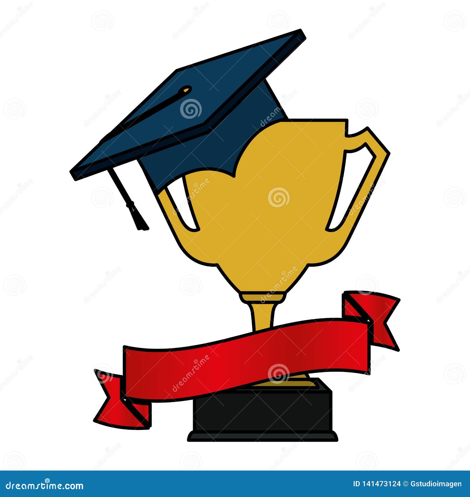 Hat Graduation with Trophy Cup Stock Vector - Illustration of college ...