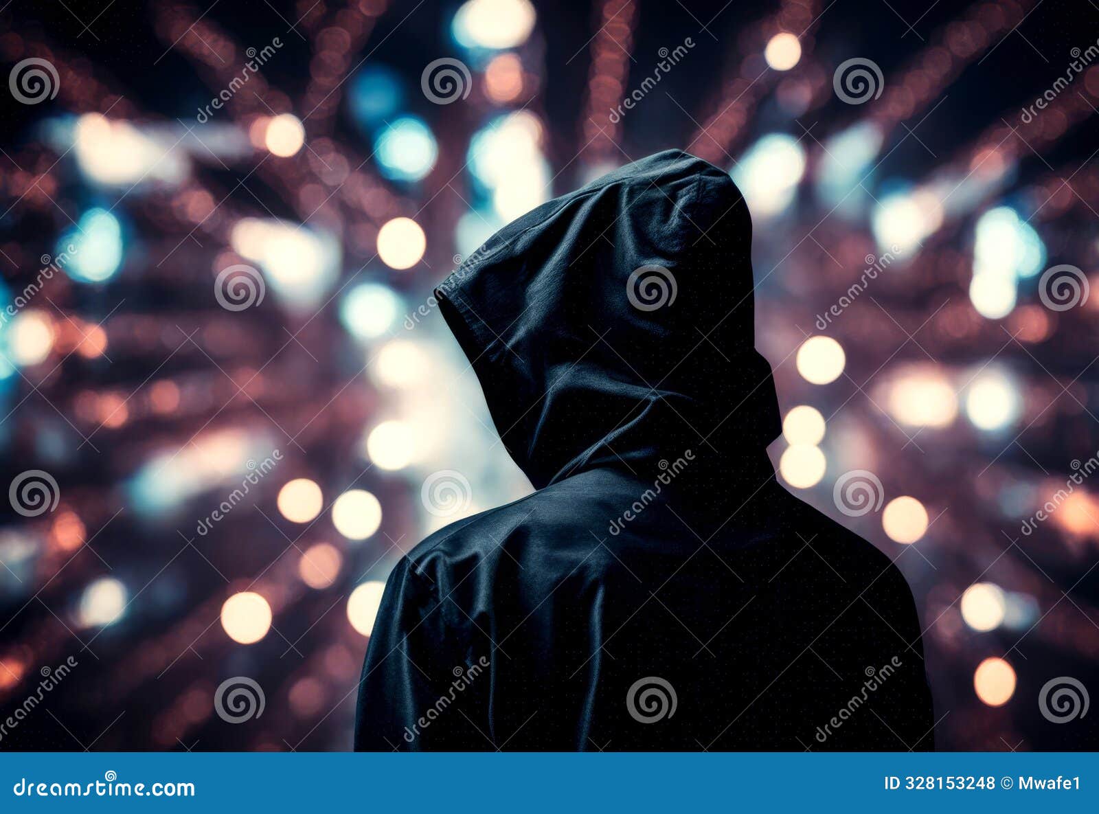 Hacker Hooded Man Stealing Information From Computer. Cyber Crime. Pop ...