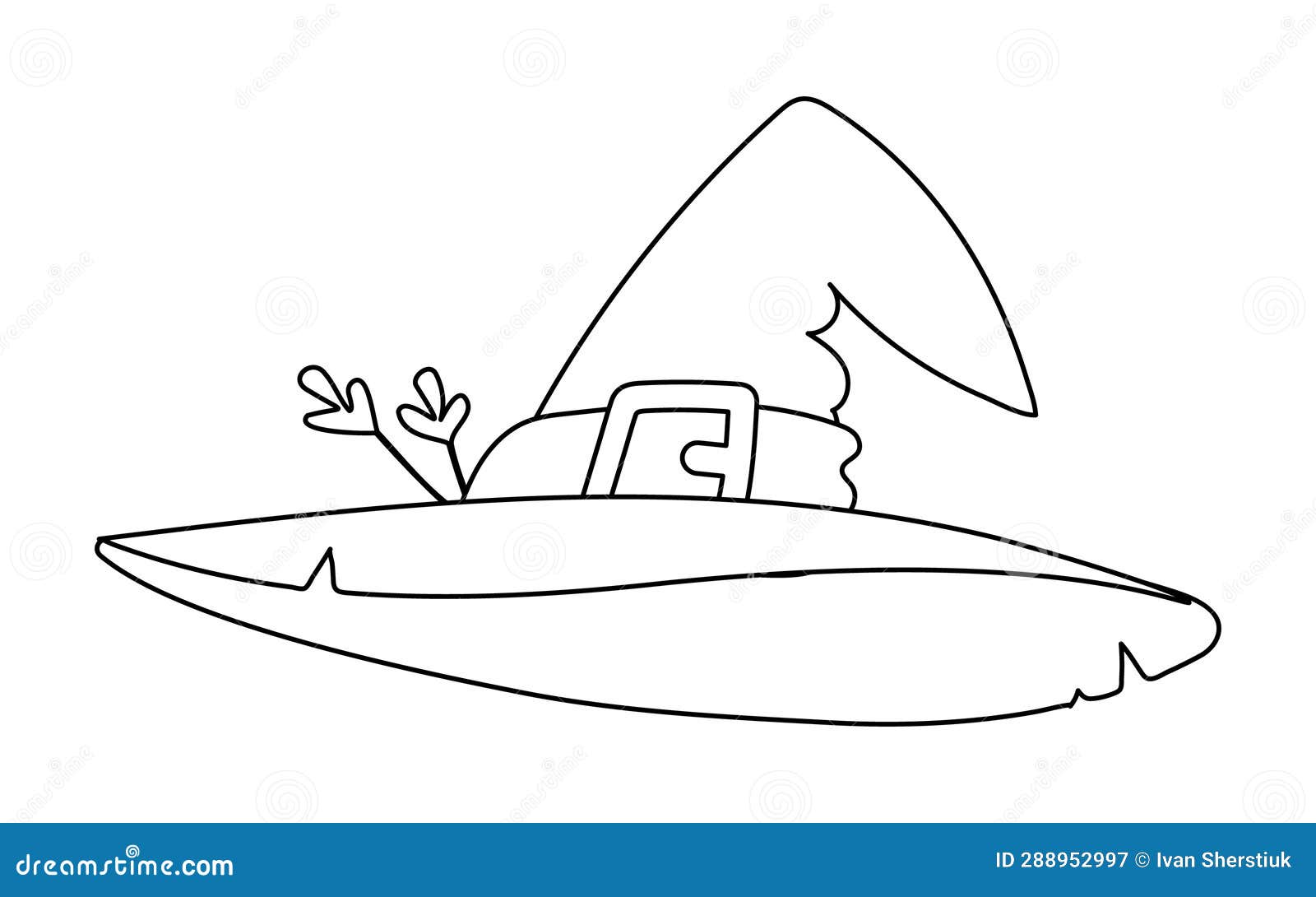 Old Witch In A Cone Hat Holding A Crystal Ball And Foretelling The ...