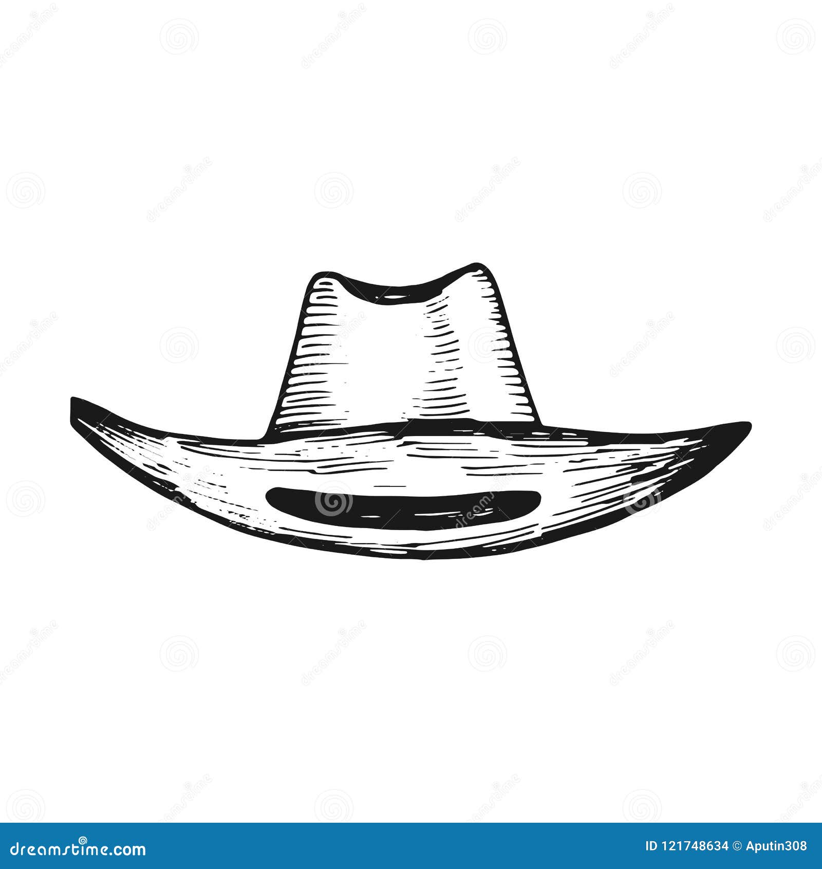 Hat Hand Drawing Vector. Vintage Insulated Element Stock Vector ...