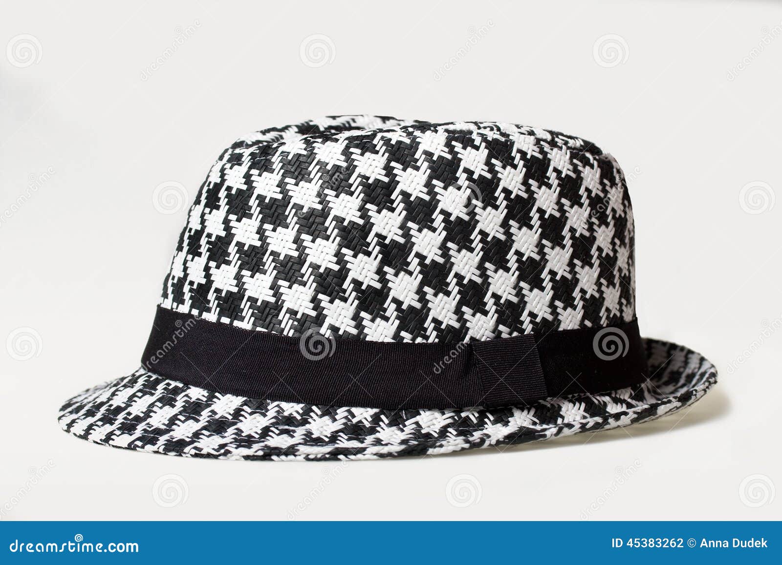 Hat with a Houndstooth Pattern Stock Photo - Image of style, black ...