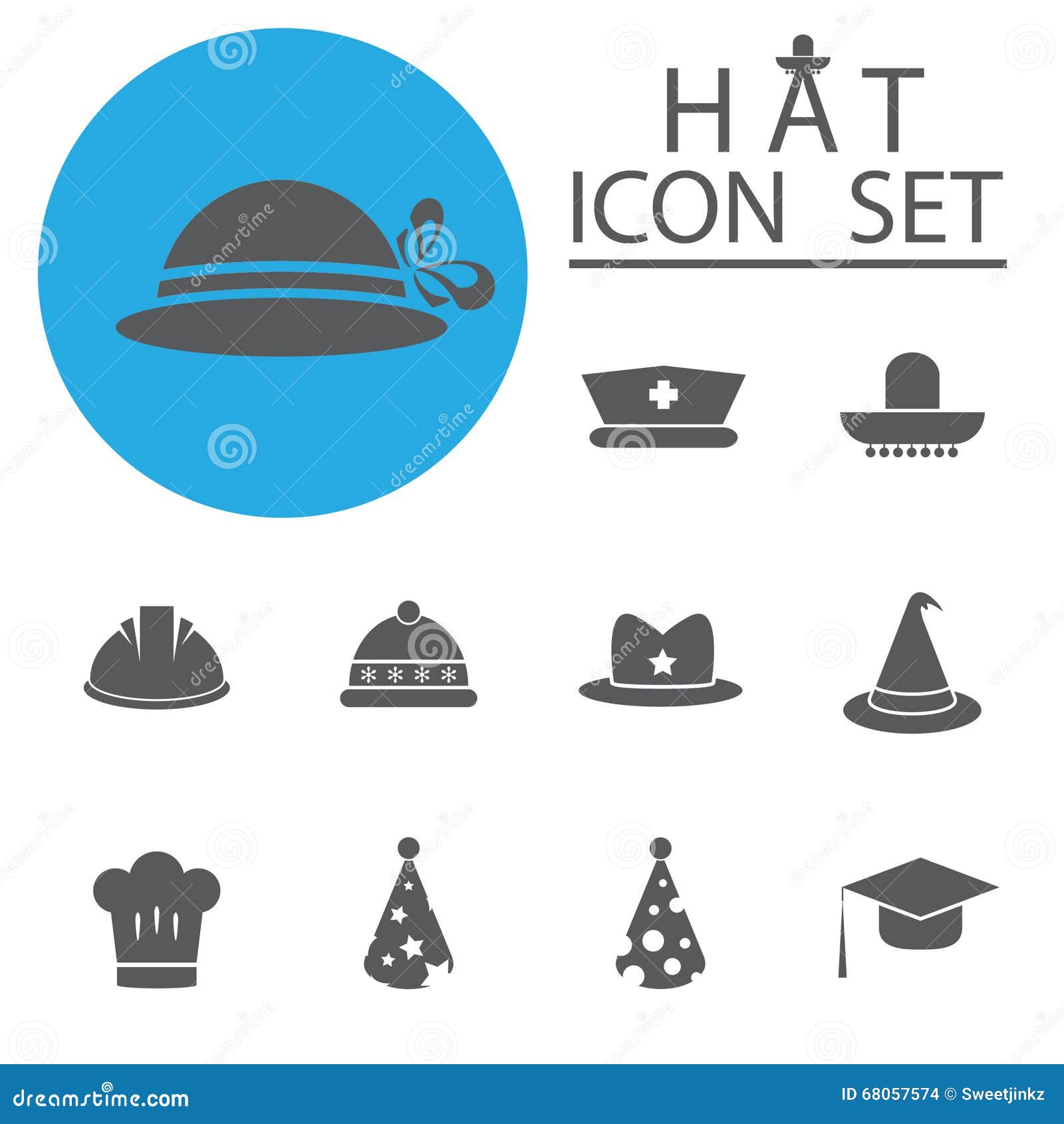 Hat Icon Set.Vector Illustration Stock Vector - Illustration of ...