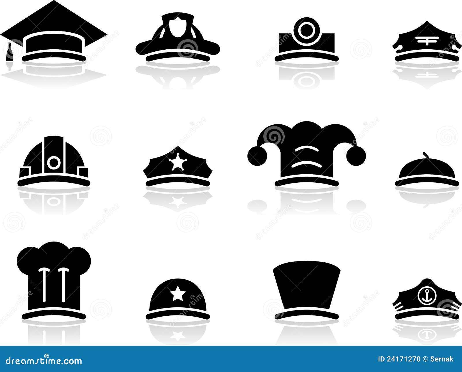 Hat icons stock vector. Illustration of forces, service - 24171270