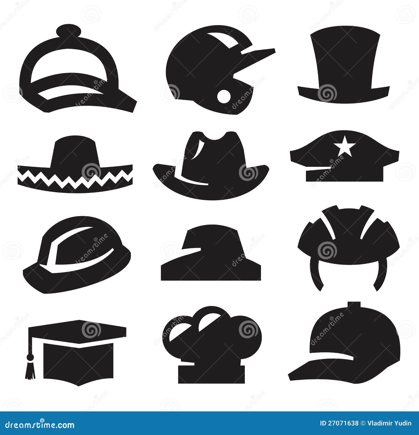 Hat icons stock vector. Illustration of clothing, graduate - 27071638