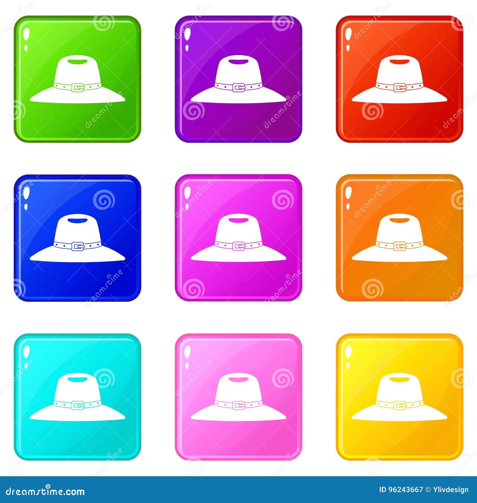 Hat icons 9 set stock vector. Illustration of retro, lady - 96243667