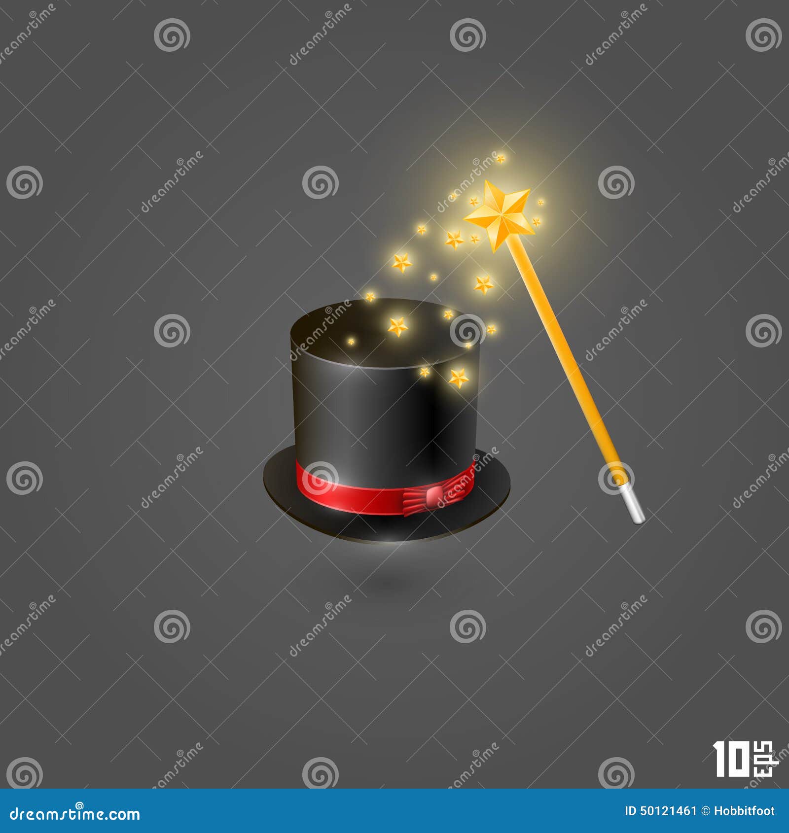 Hat and magic wand stock vector. Illustration of illusionist - 50121461