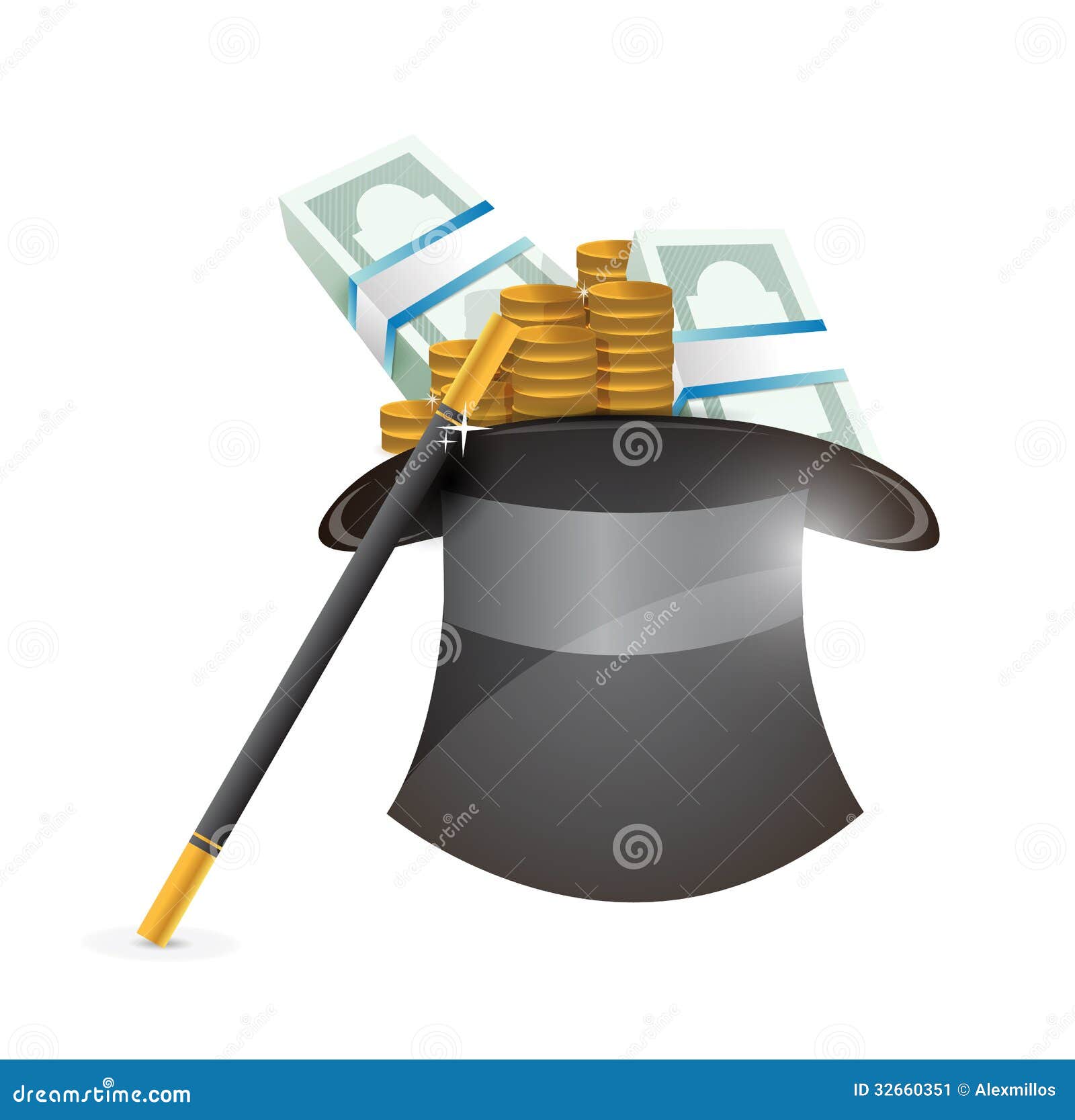 Hat with Money Illustration Design Stock Illustration - Illustration of ...