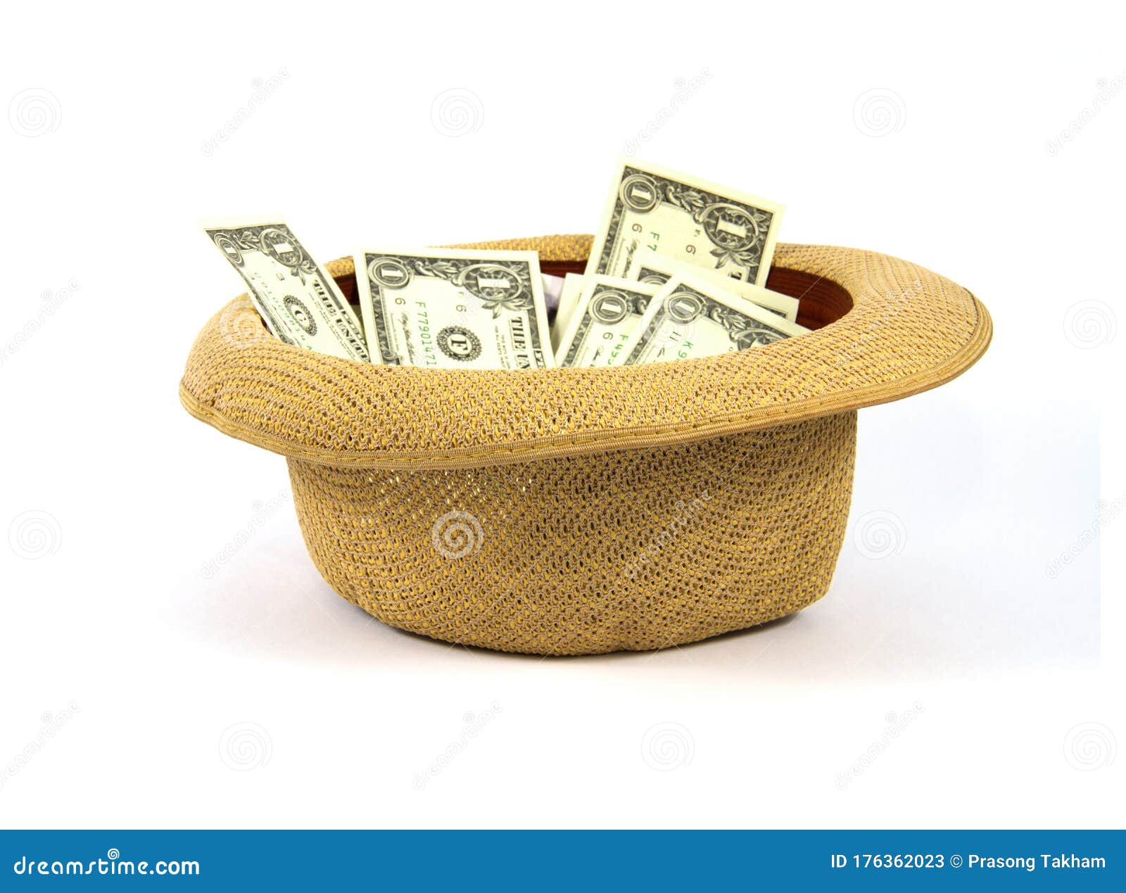 Hat with Money Inside it Isolated on White Background Stock Image ...