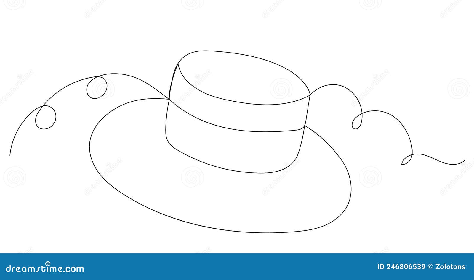 Hat One Continuous Line Drawing, Isolated Stock Vector - Illustration ...