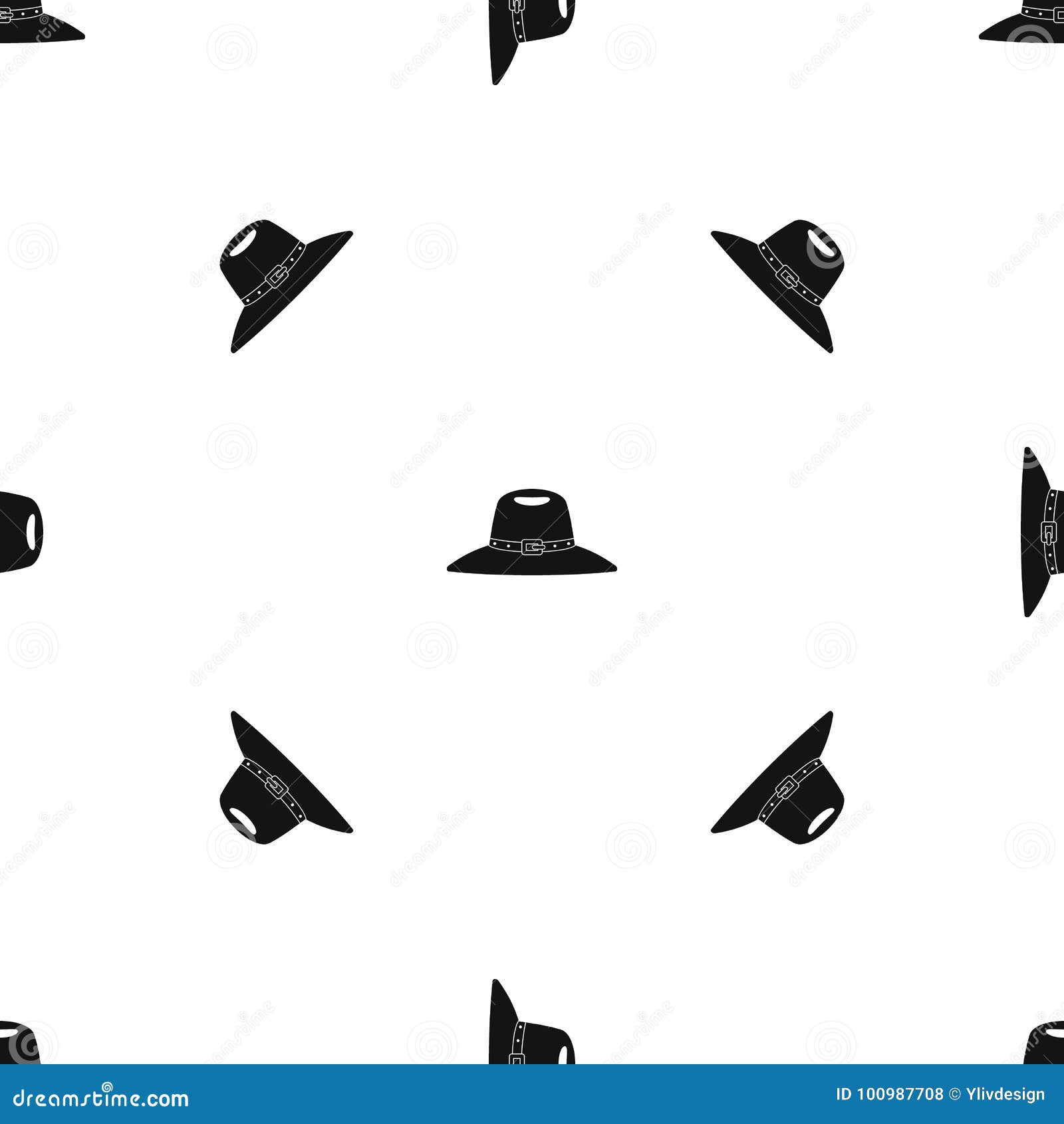 Hat pattern seamless black stock vector. Illustration of beauty - 100987708