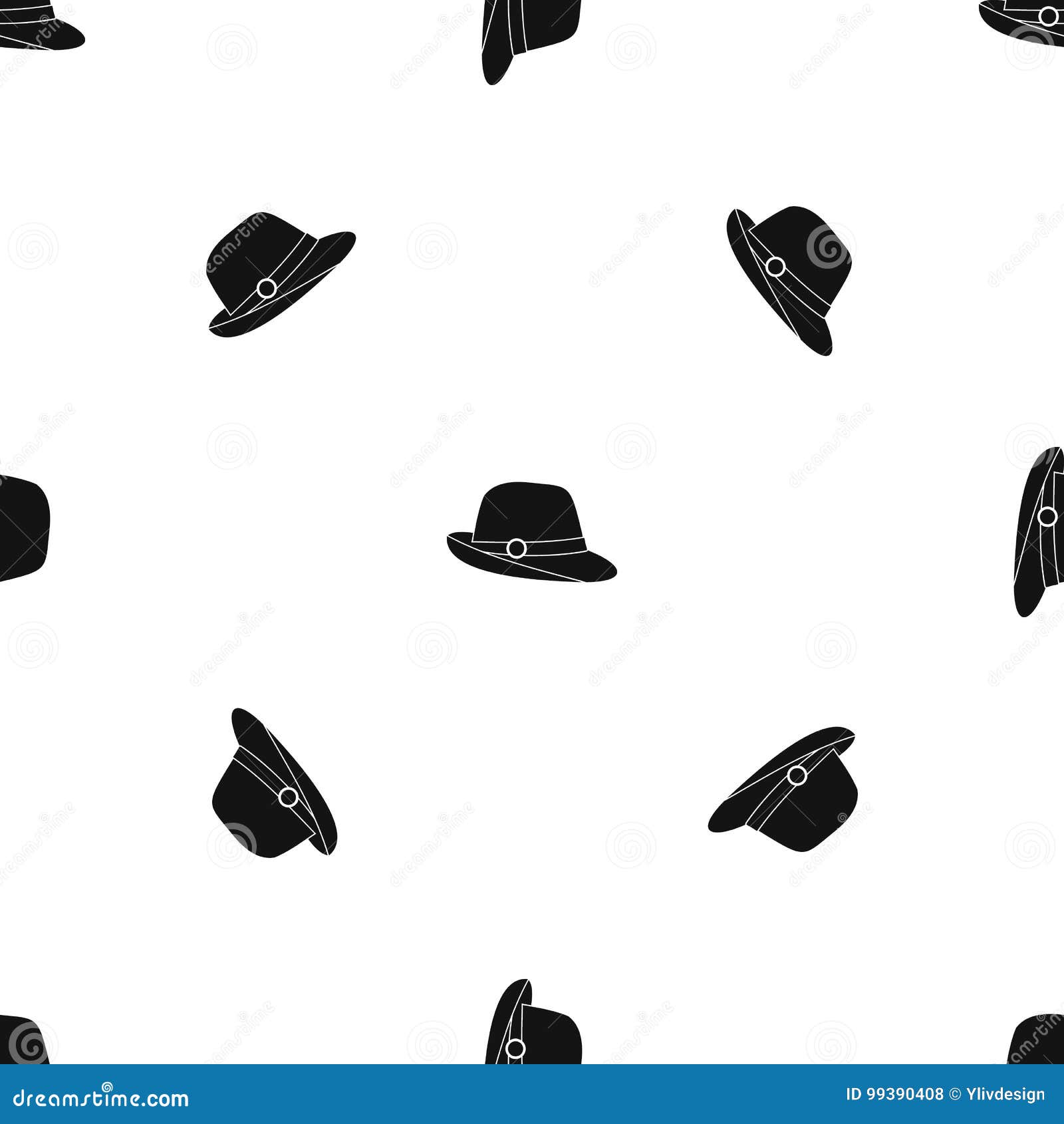 Hat pattern seamless black stock vector. Illustration of hunt - 99390408