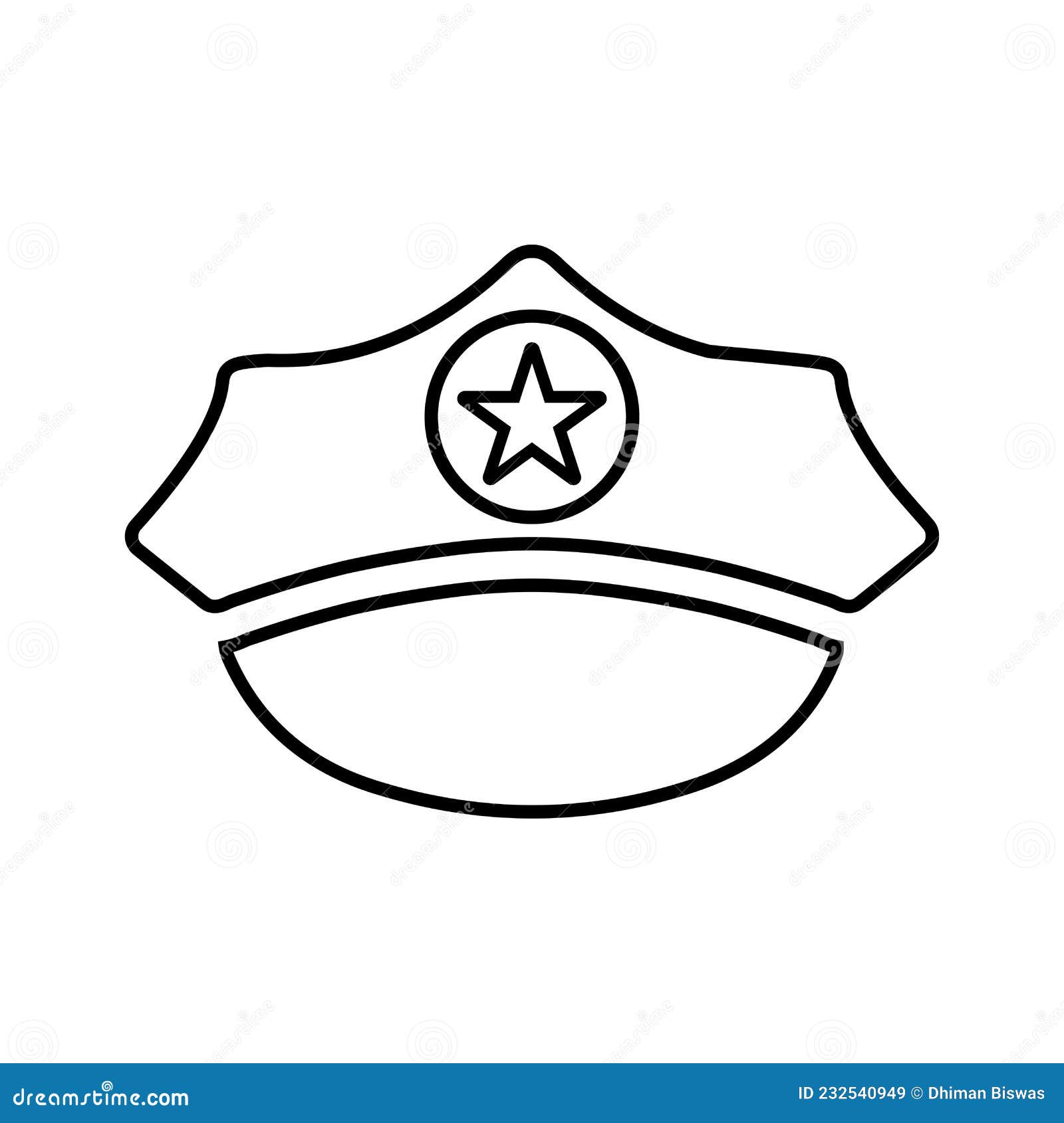 Hat, Policeman Outline Icon. Line Art Vector Stock Vector ...