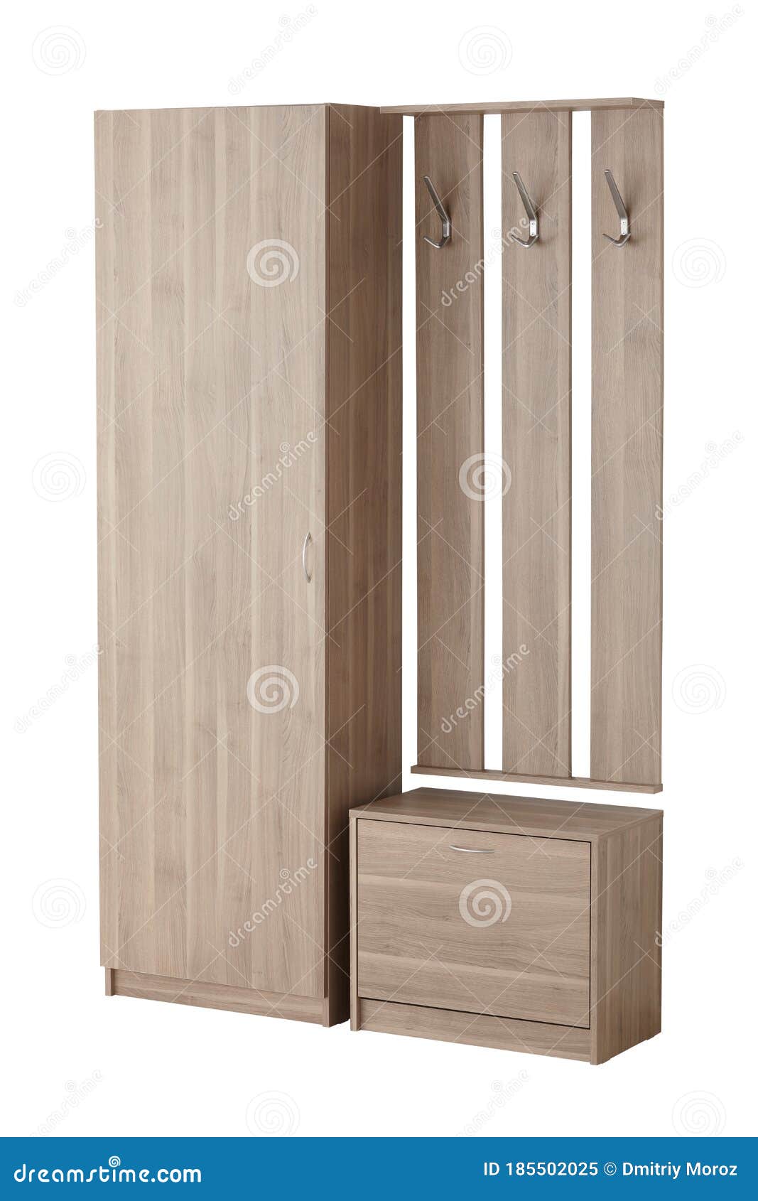 Hat Rack, Cabinet and Shoe Cabinet Isolated on White Stock Image ...