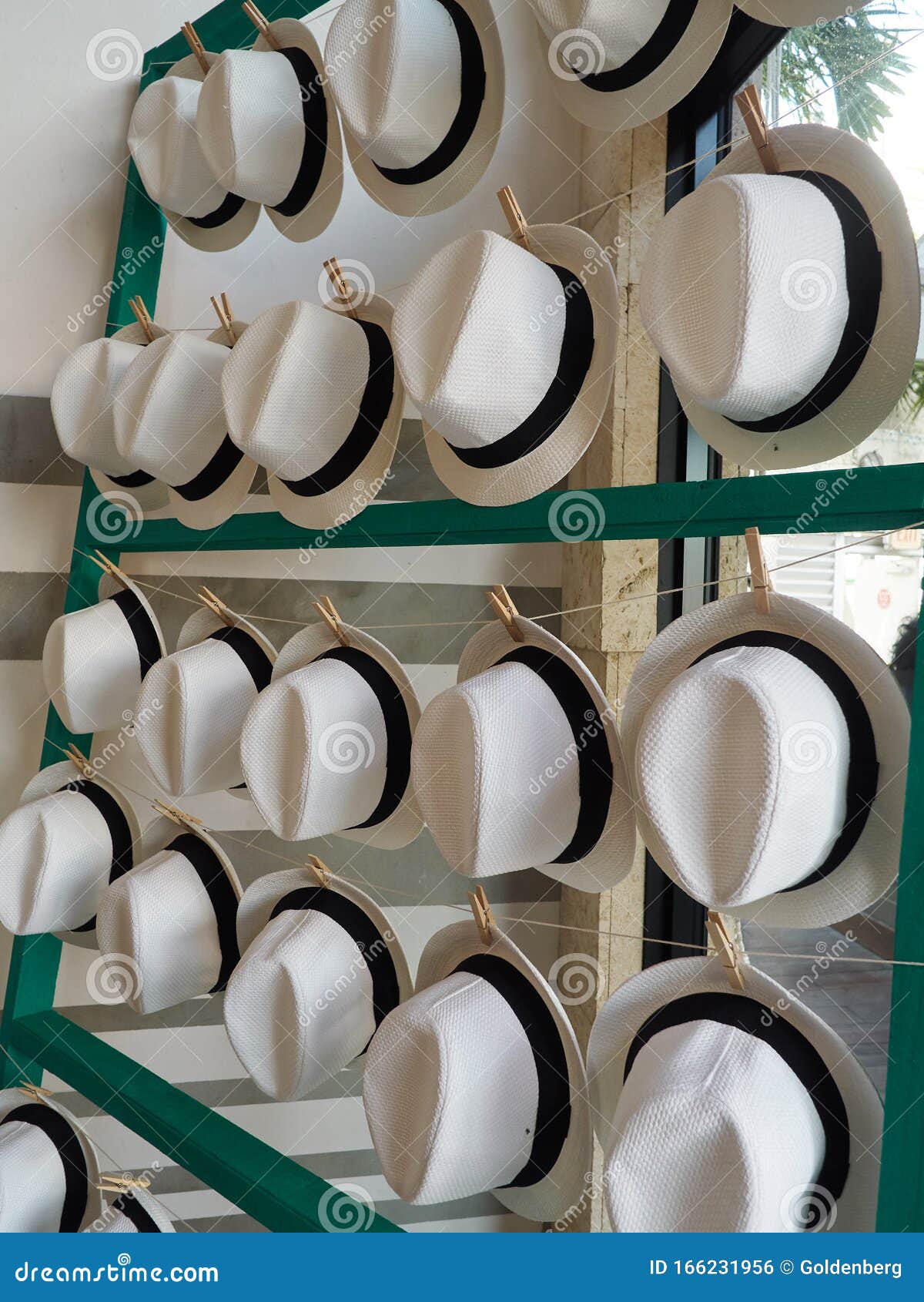 Hat Rack Display With Rows Of White Straw Woven Hats Stock Photography ...