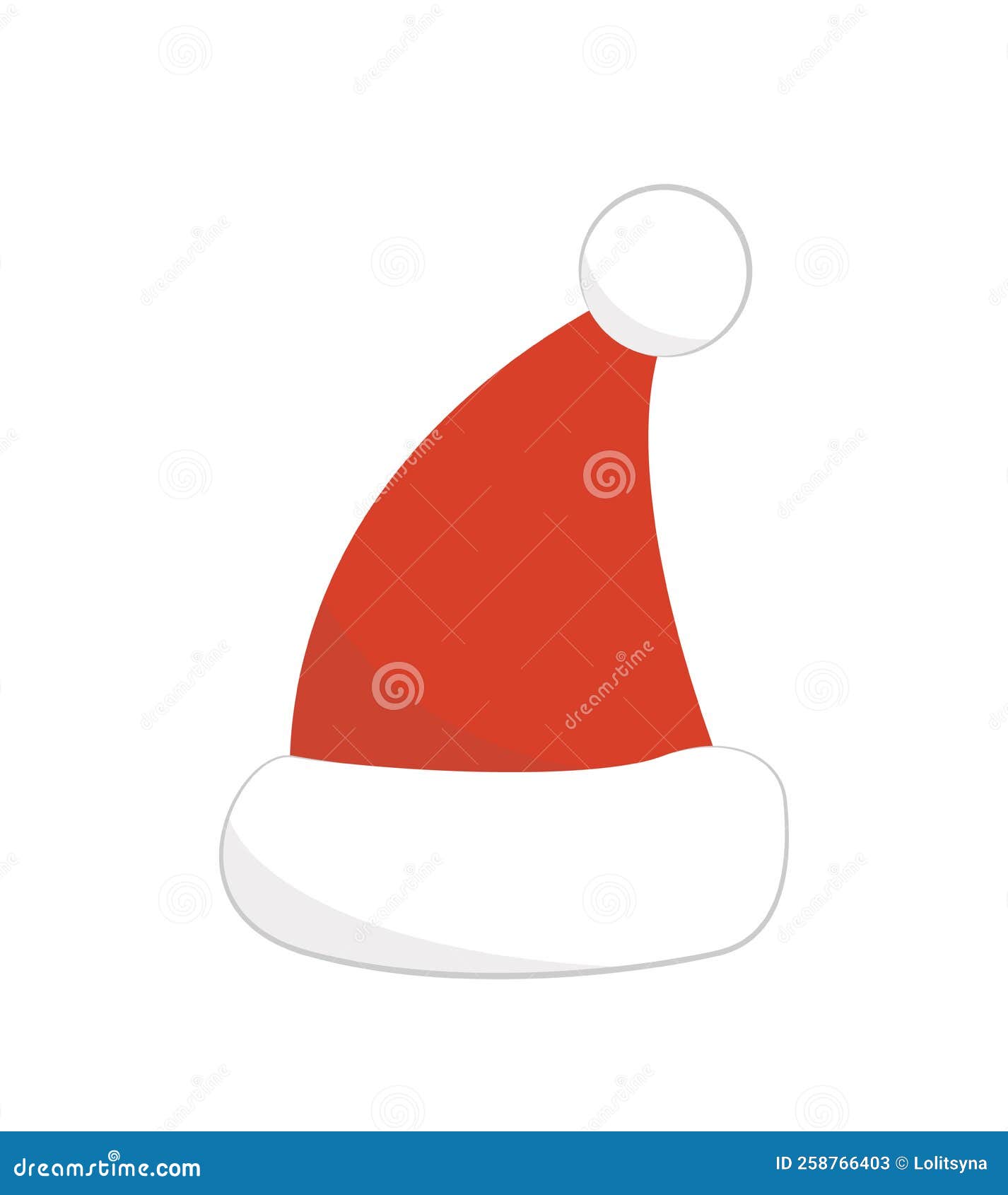 Hat of Santa Claus. Red Cap of Santa. Flat, Cartoon, Vector Stock ...