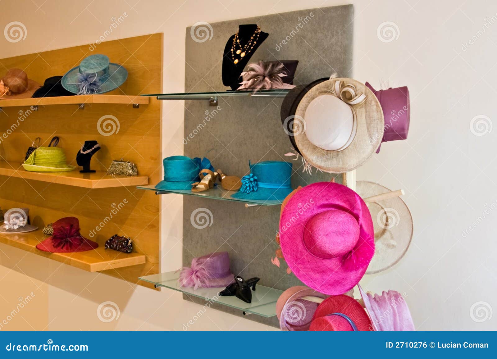 Hat shop stock photo. Image of wall, blue, dummy, shelf - 2710276