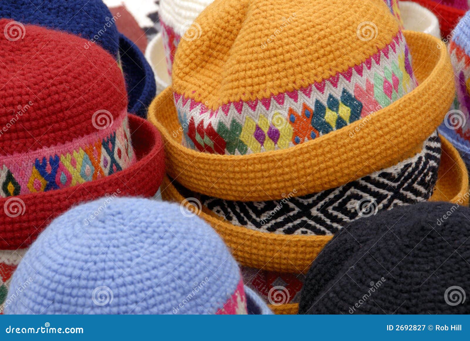 Peruvian Hats On Taquile Island, Peru Stock Photo | CartoonDealer.com ...