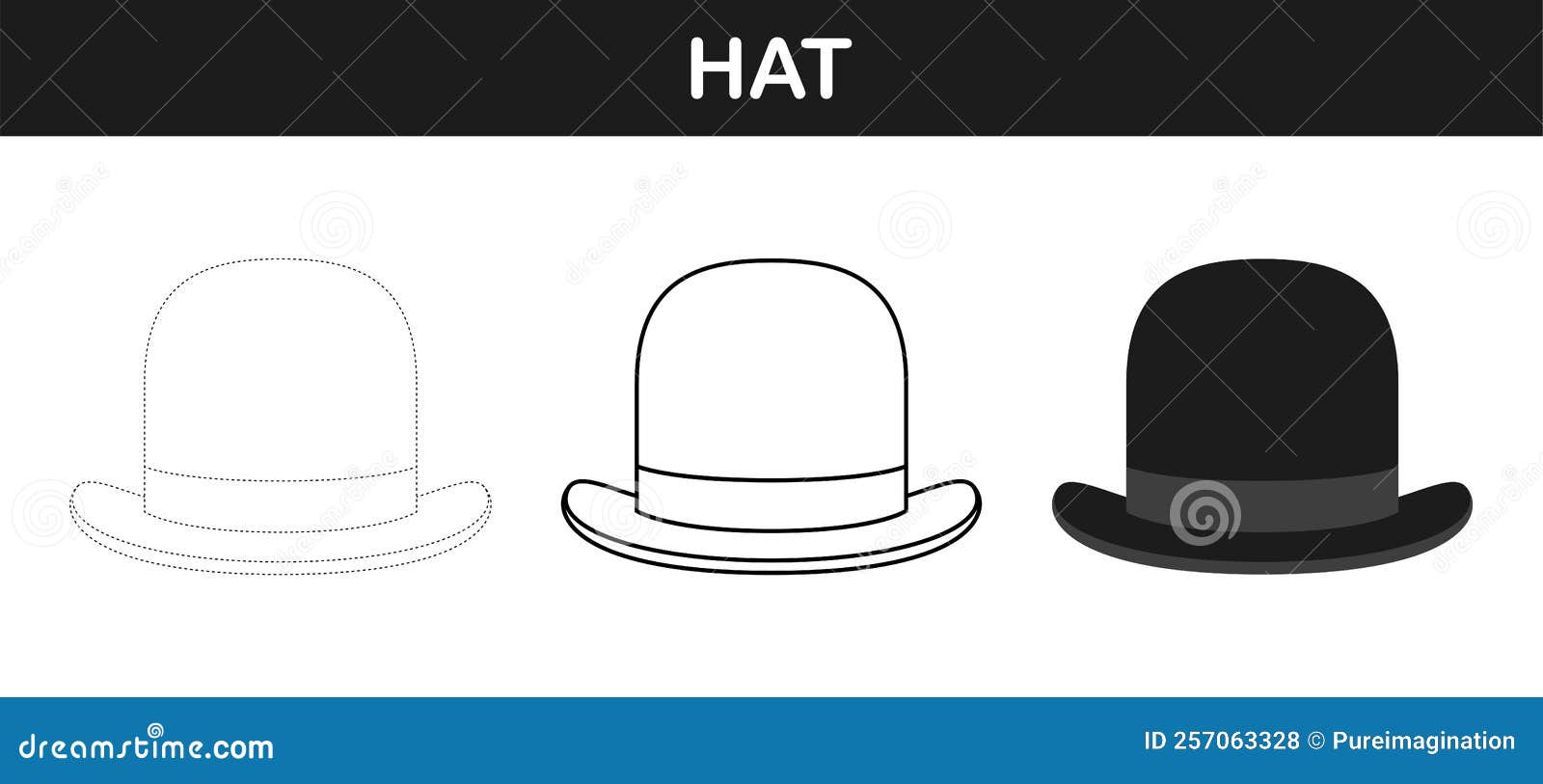 Hat Tracing and Coloring Worksheet for Kids Stock Vector - Illustration ...